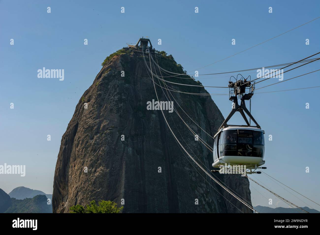 Rio de jJaneiro, Brazil. Sugarloaf Mountain and Cable Car crossing ...