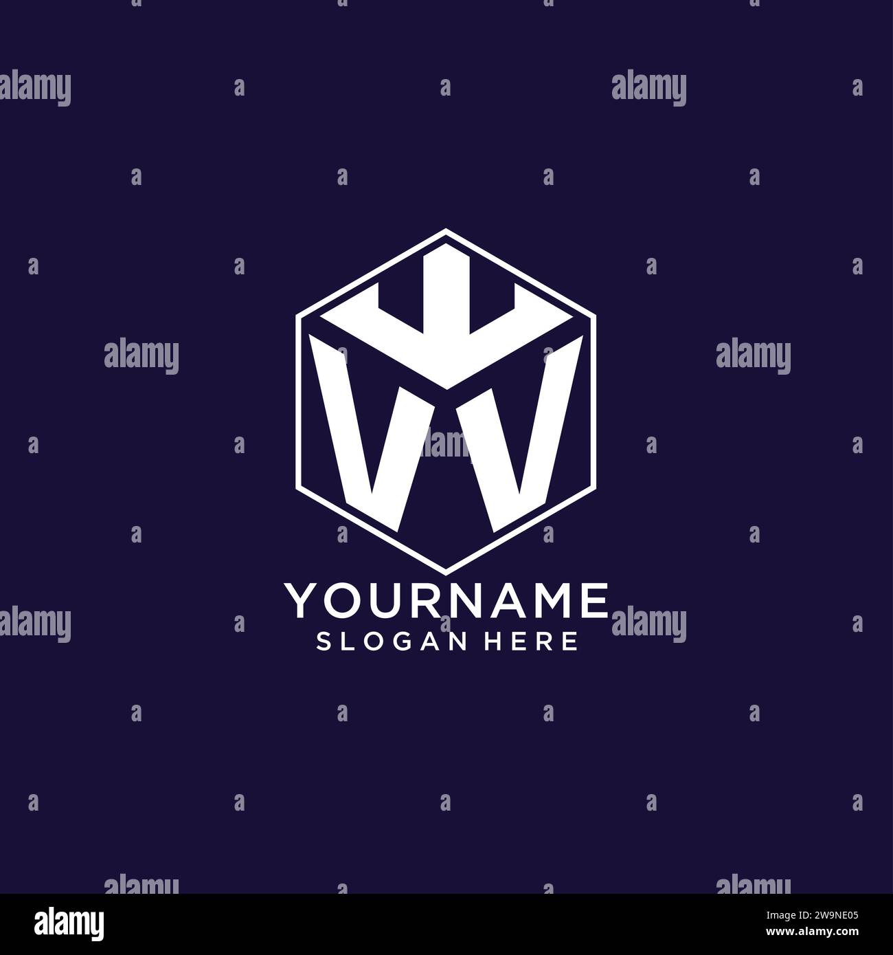 Initials VV logo hexagon shape, creative geometric logo design concept ...