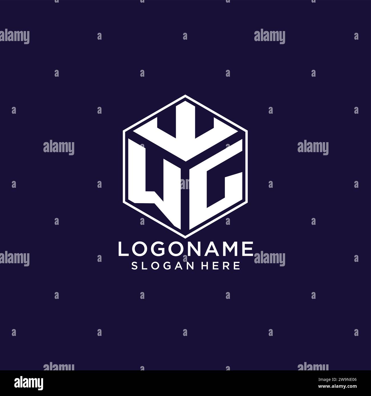 Initials WG logo hexagon shape, creative geometric logo design concept ...