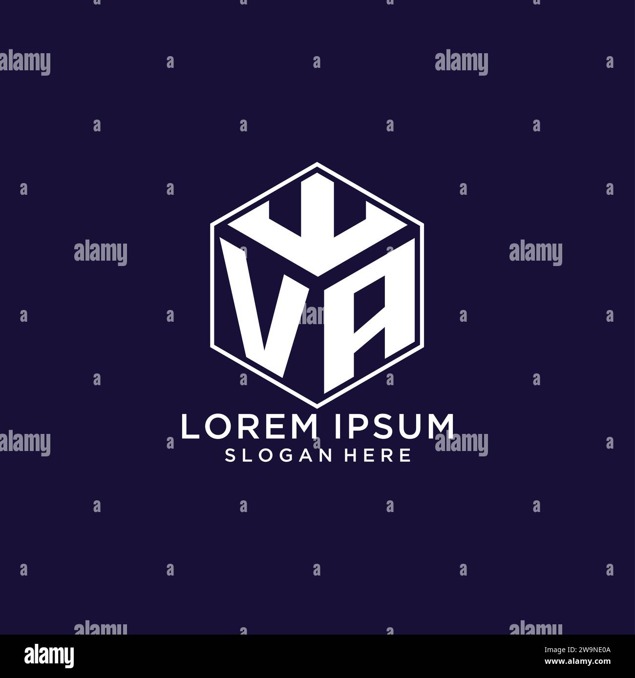 Initials VA logo hexagon shape, creative geometric logo design concept ...