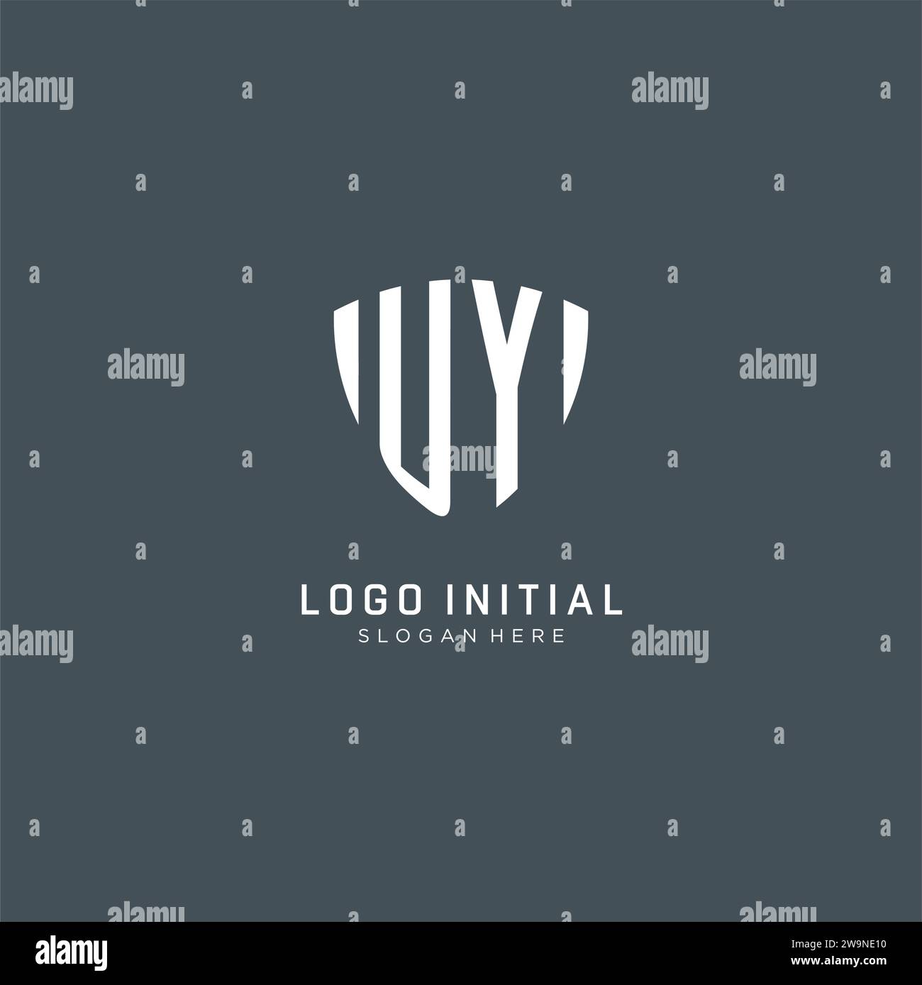Initials UY logo shield guard shape, creative logo design concept ...