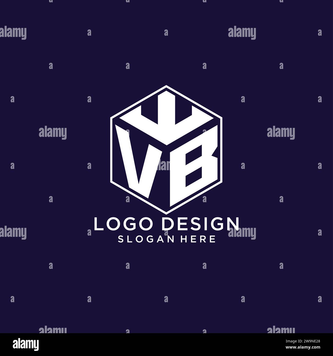 Initials VB logo hexagon shape, creative geometric logo design concept ...