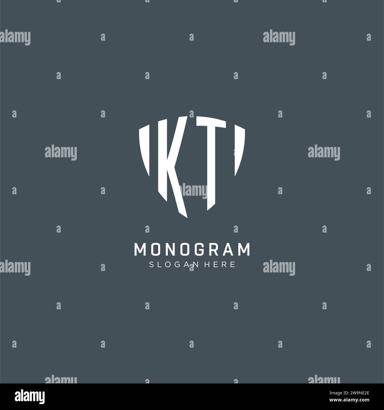 Initials KT logo shield guard shape, creative logo design concept ...