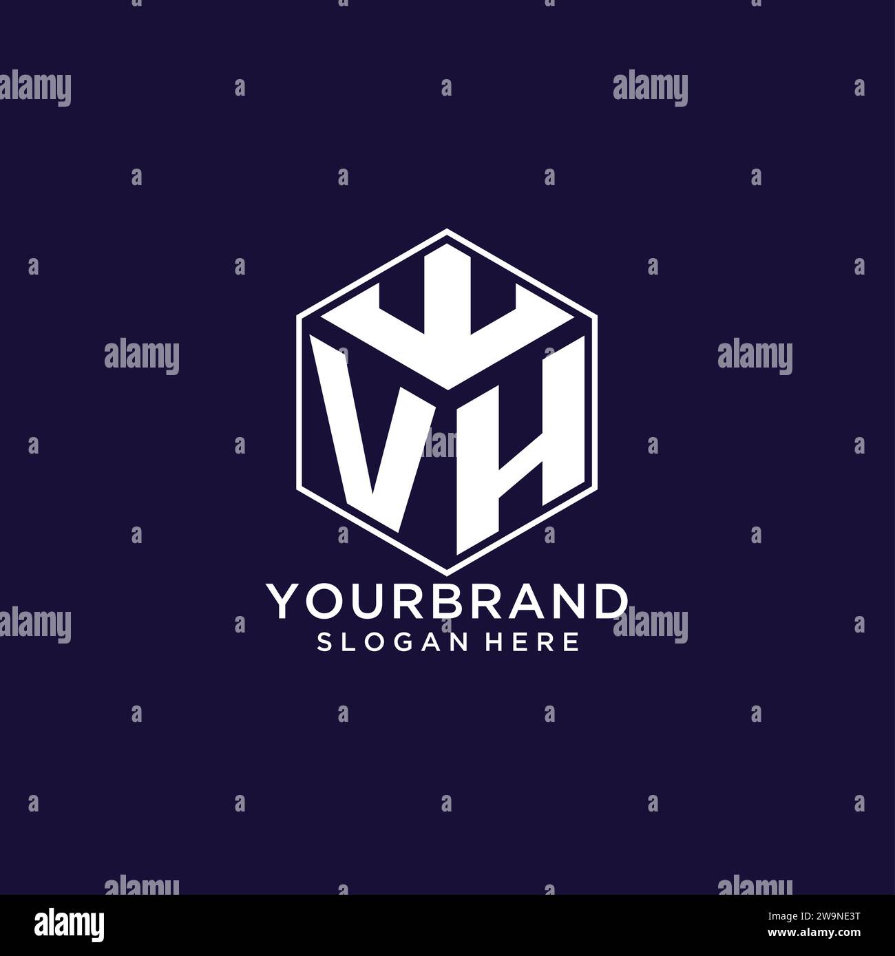 Initials VH logo hexagon shape, creative geometric logo design concept ...