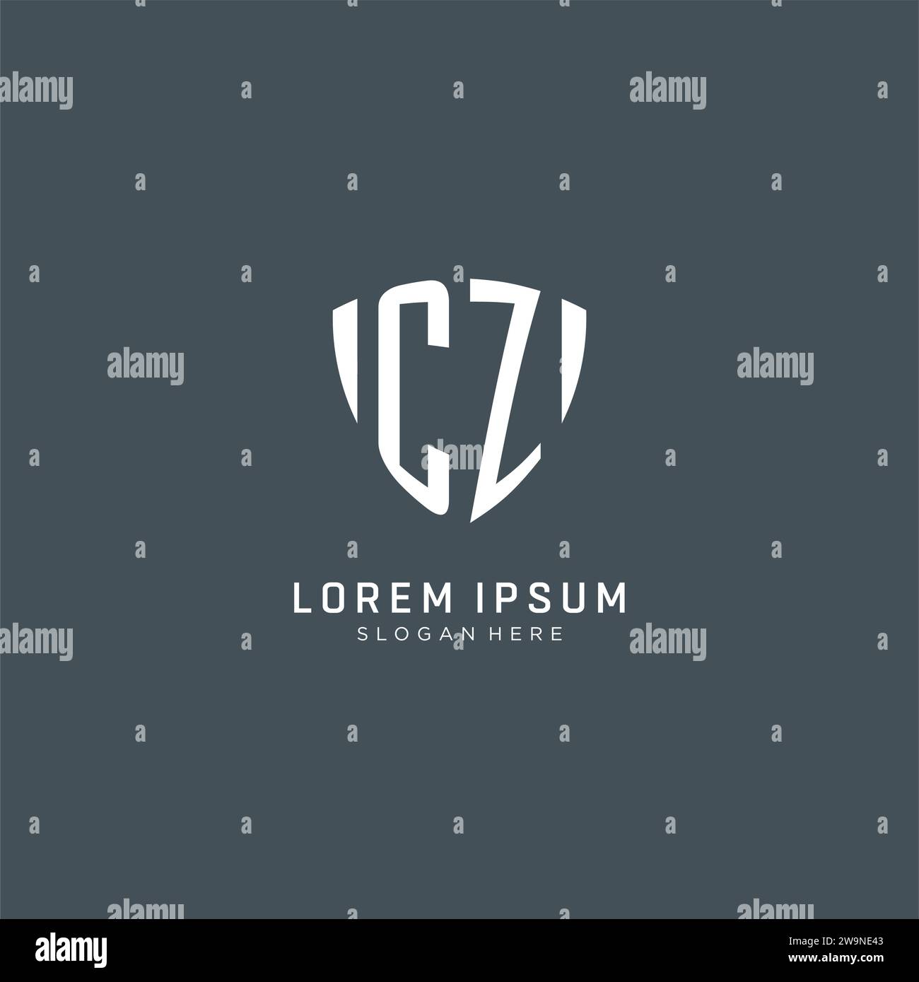 Initials CZ logo shield guard shape, creative logo design concept vector graphic Stock Vector ...