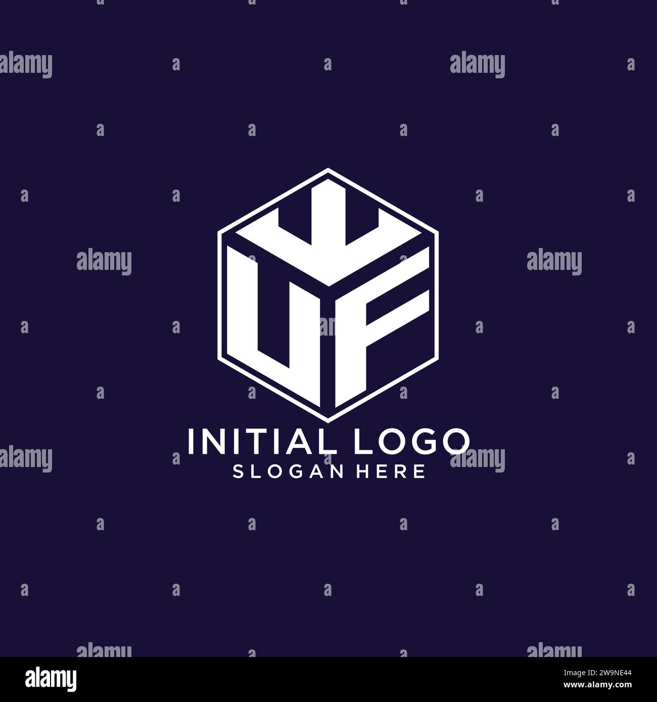 Initials UF logo hexagon shape, creative geometric logo design concept ...