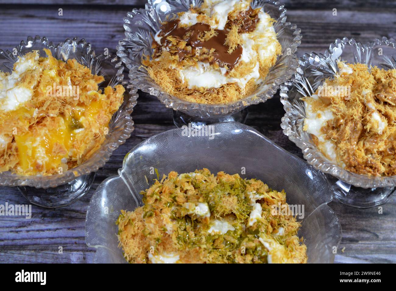 Sweet Koshary recipe in Egypt made of multi layers of rice with milk ...