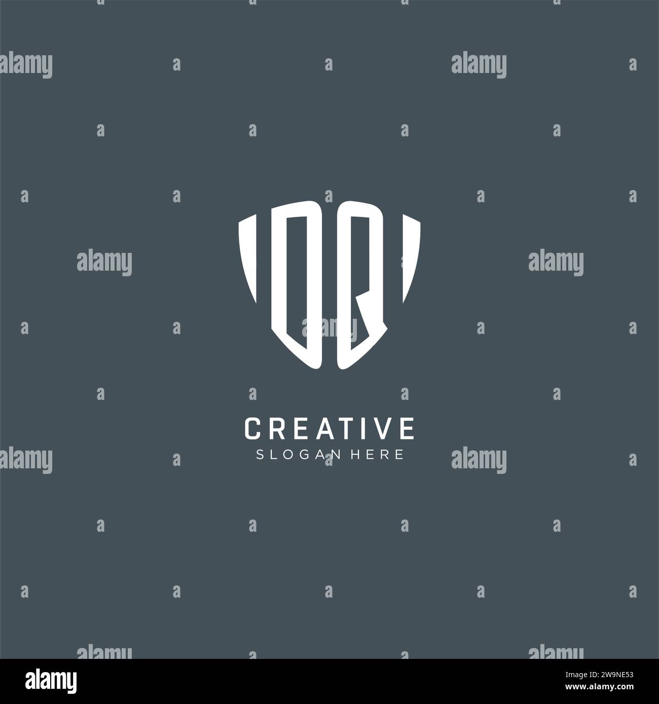 Initials DQ logo shield guard shape, creative logo design concept ...