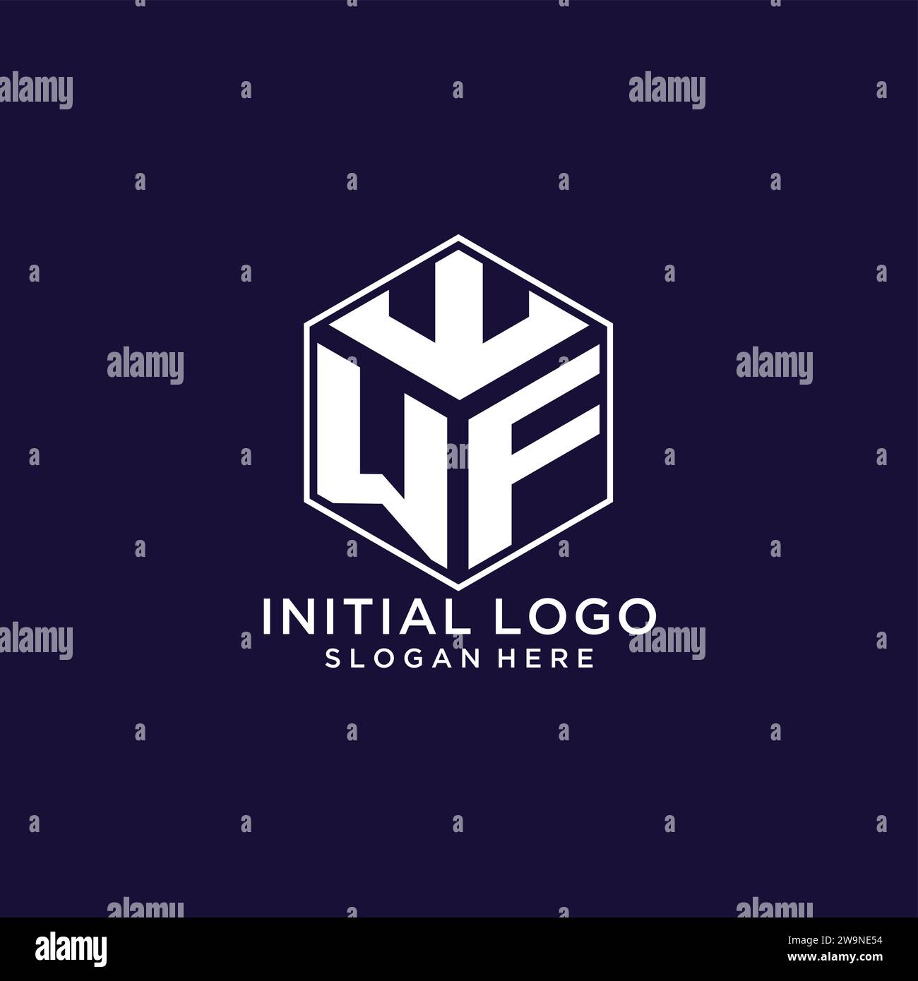 Initials WF logo hexagon shape, creative geometric logo design concept ...