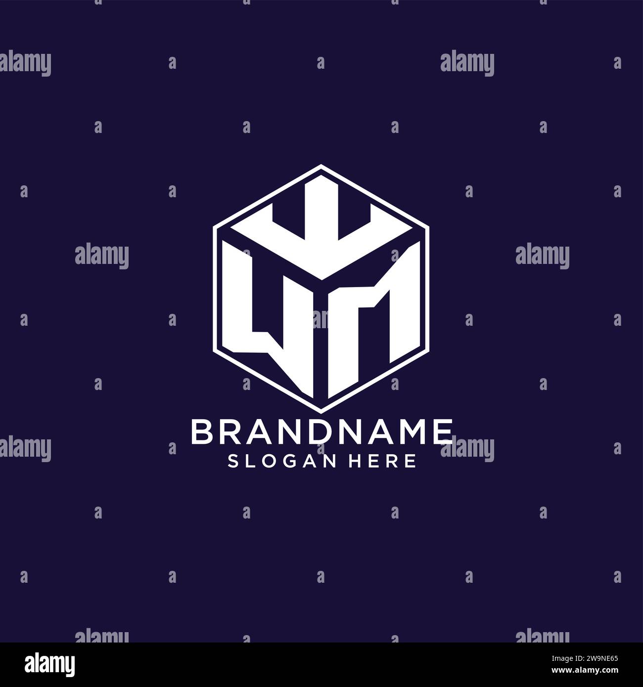 Initials WM logo hexagon shape, creative geometric logo design concept vector graphic Stock ...