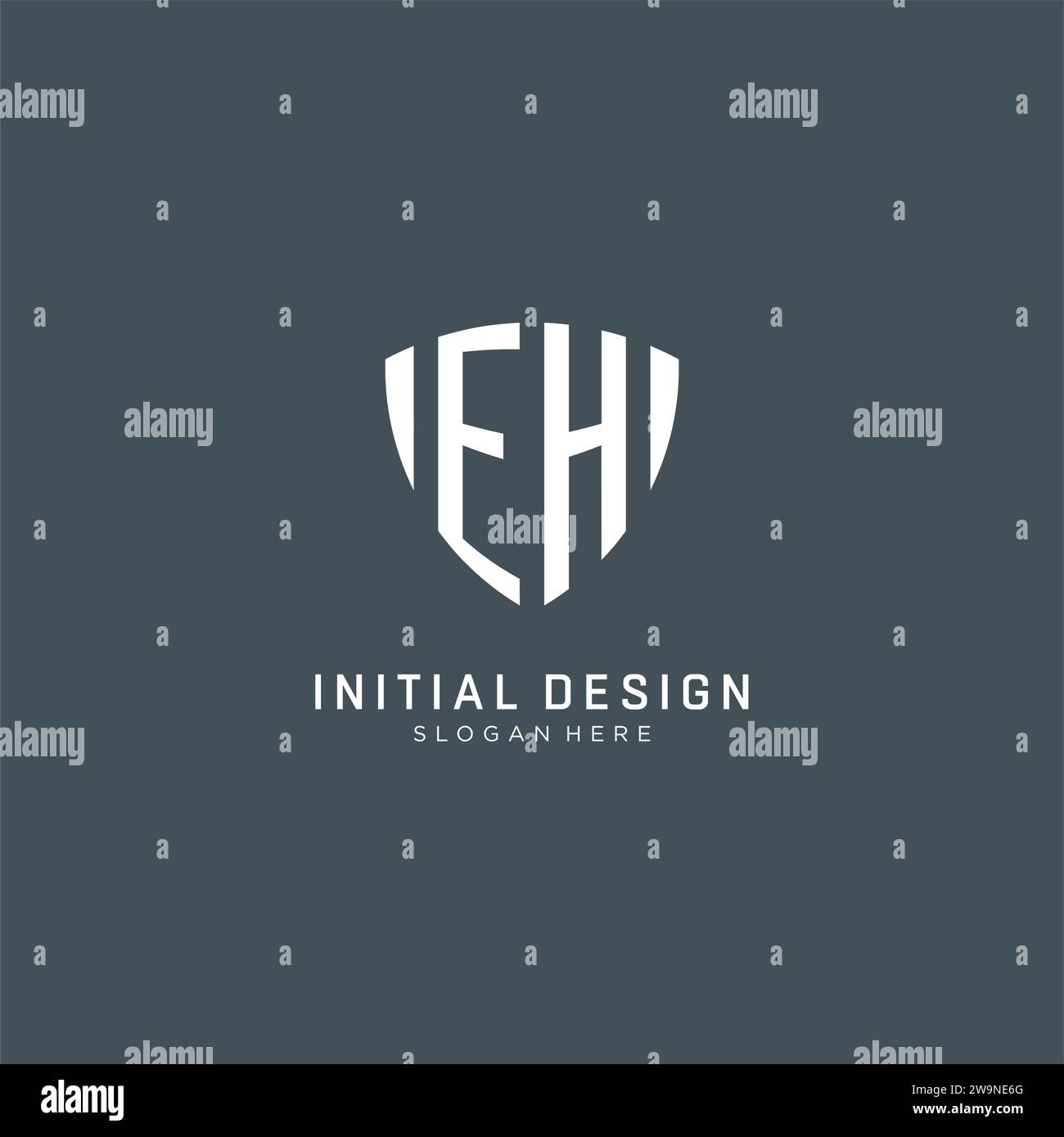 Initials EH logo shield guard shape, creative logo design concept ...