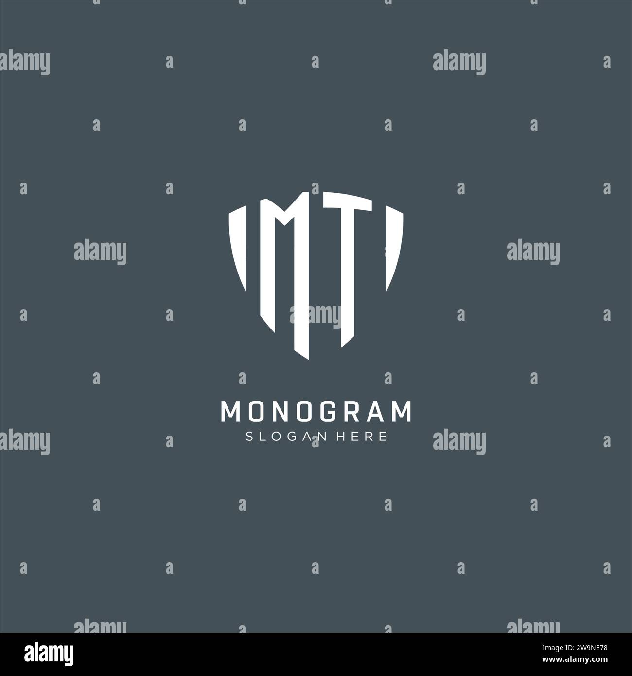 Initials MT logo shield guard shape, creative logo design concept vector graphic Stock Vector ...
