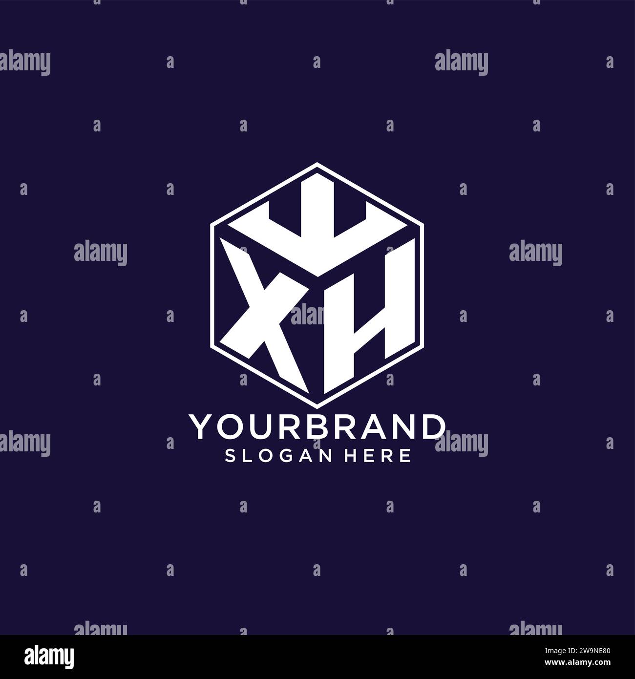 Initials XH logo hexagon shape, creative geometric logo design concept ...