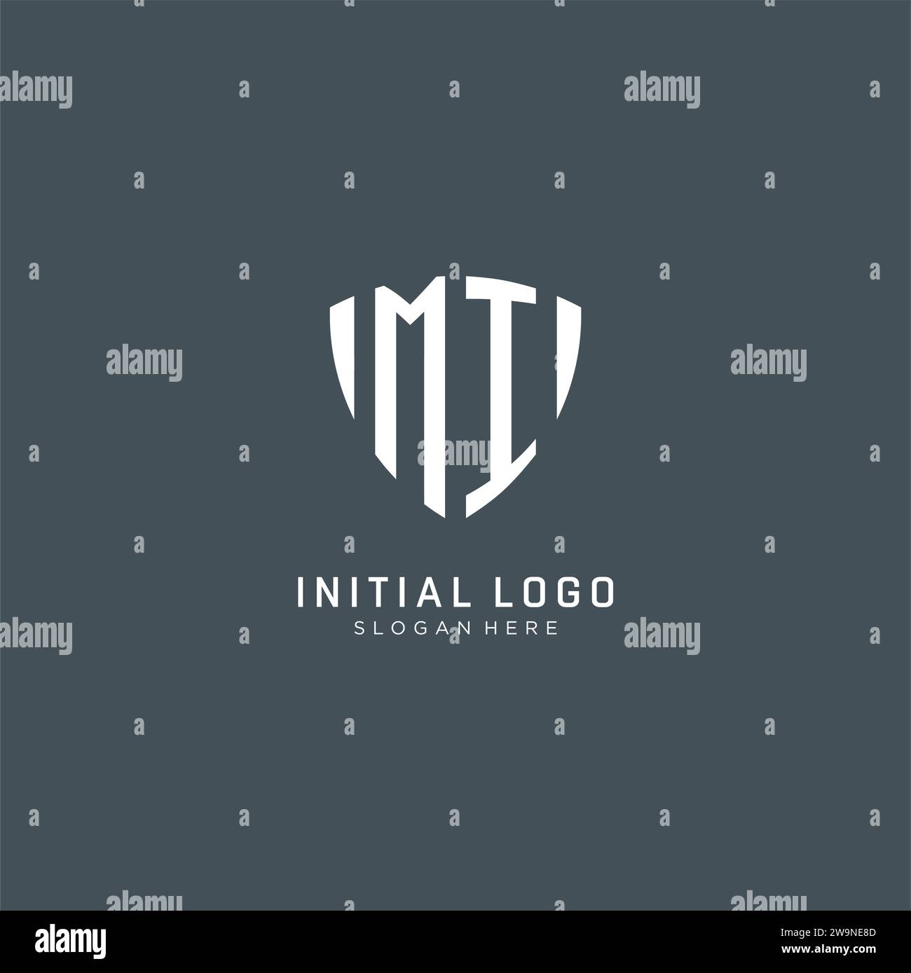 Initials MI logo shield guard shape, creative logo design concept ...