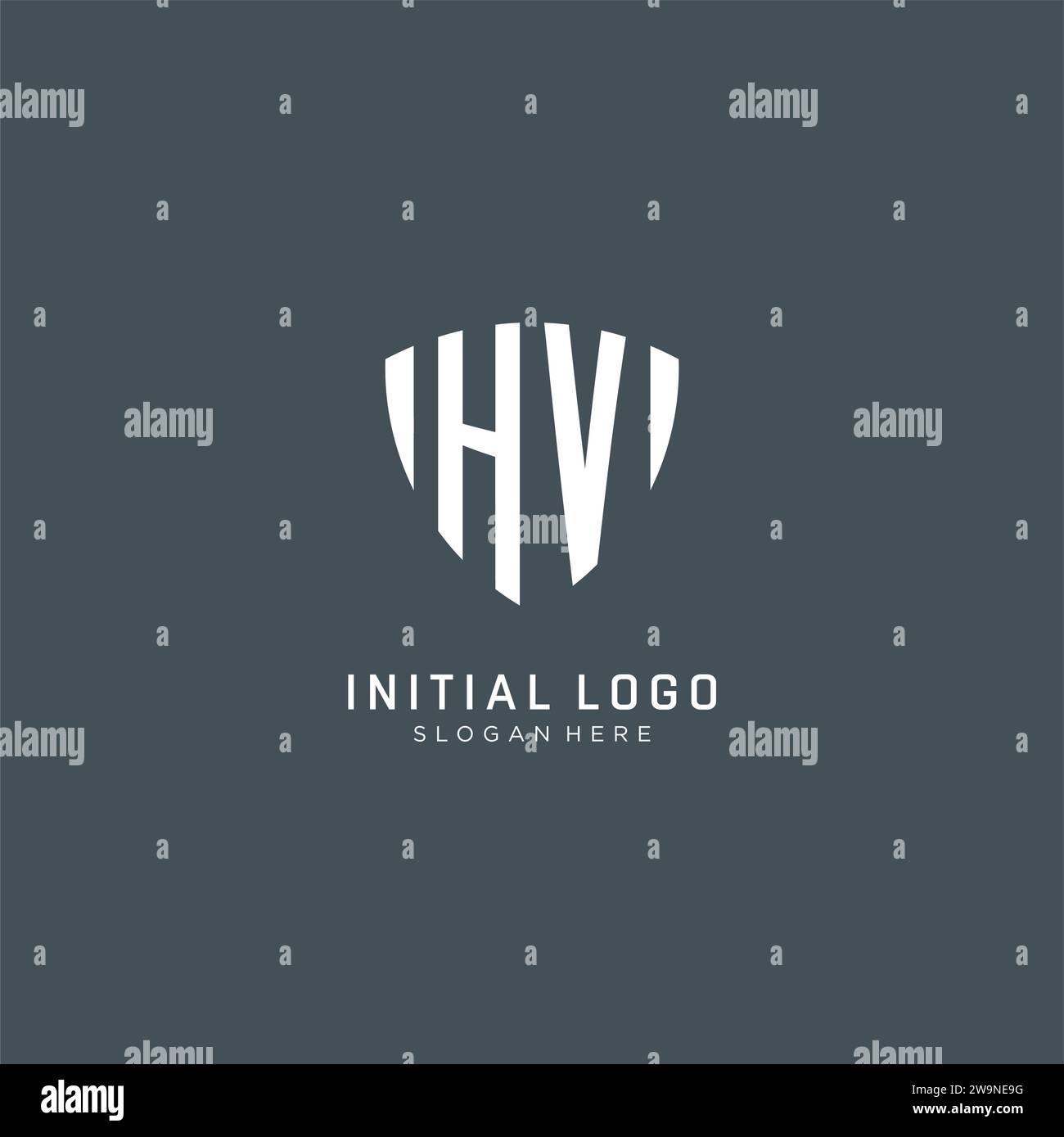 Initials HV logo shield guard shape, creative logo design concept ...