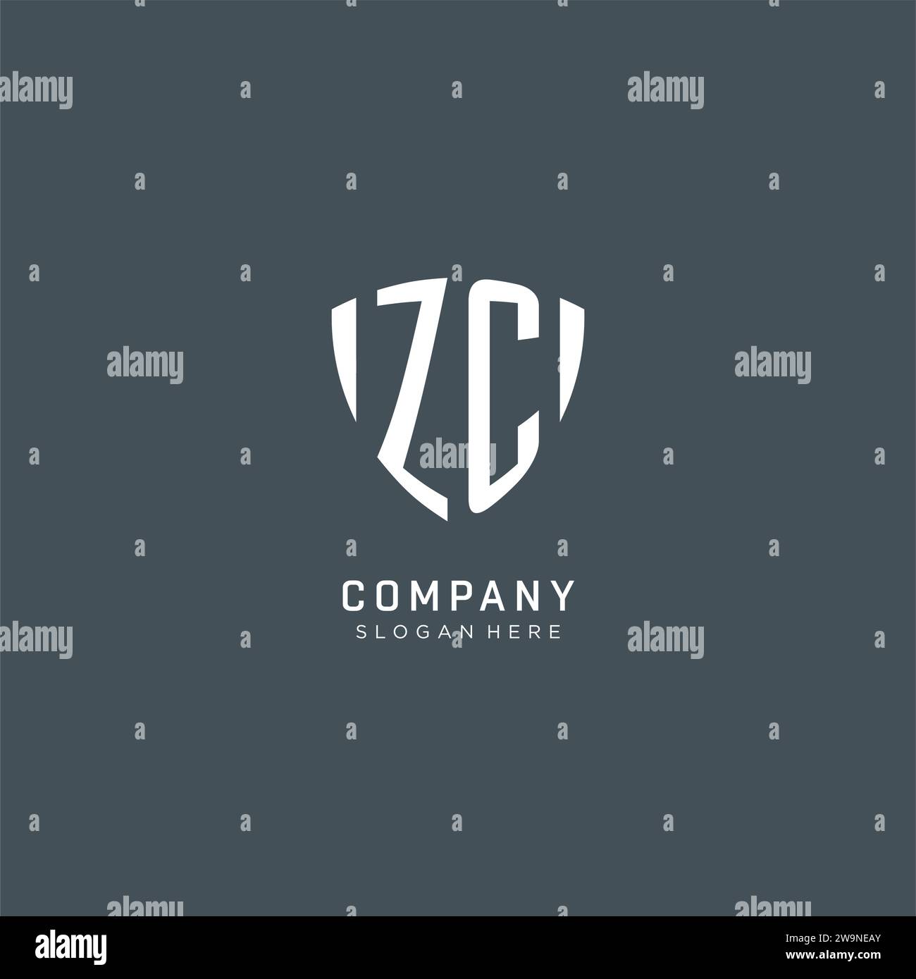 Initials ZC logo shield guard shape, creative logo design concept vector graphic Stock Vector ...