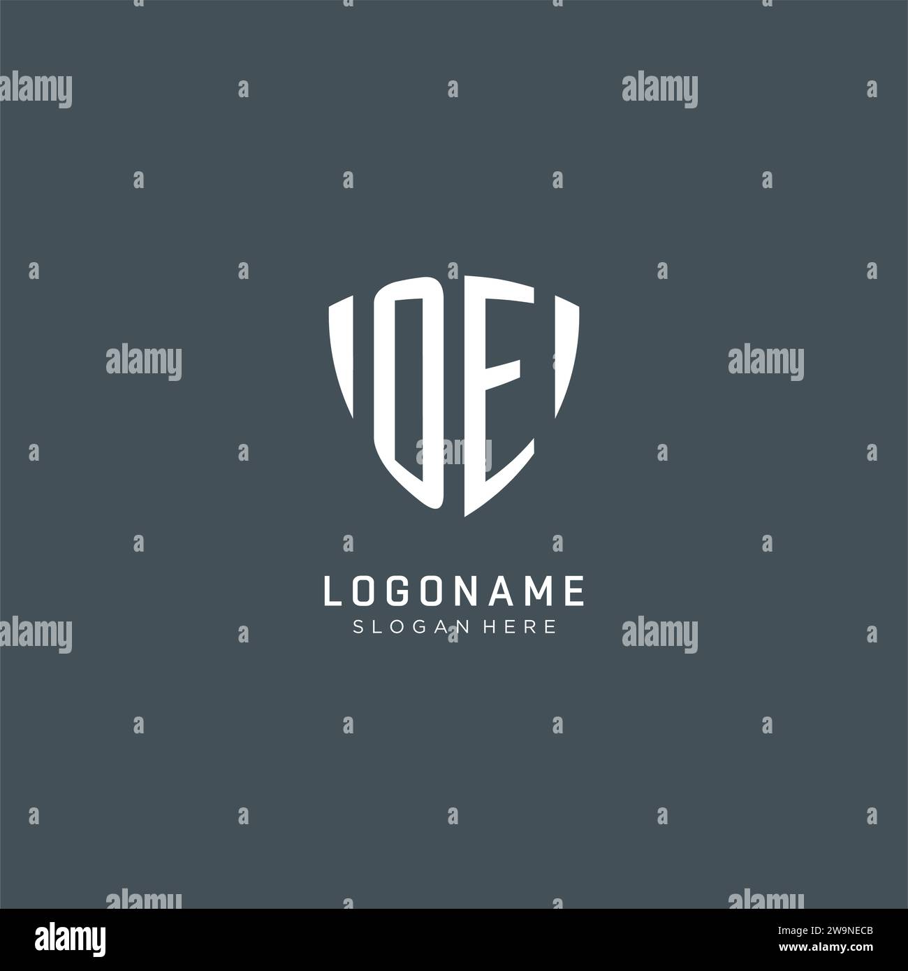 Initials OE logo shield guard shape, creative logo design concept ...