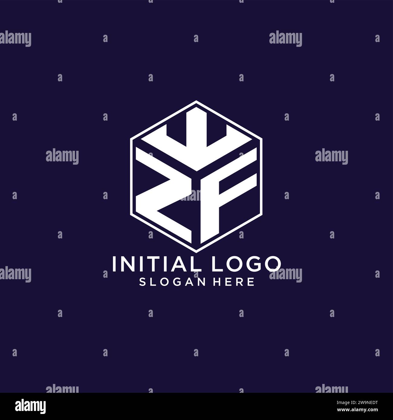 Initials ZF logo hexagon shape, creative geometric logo design concept ...