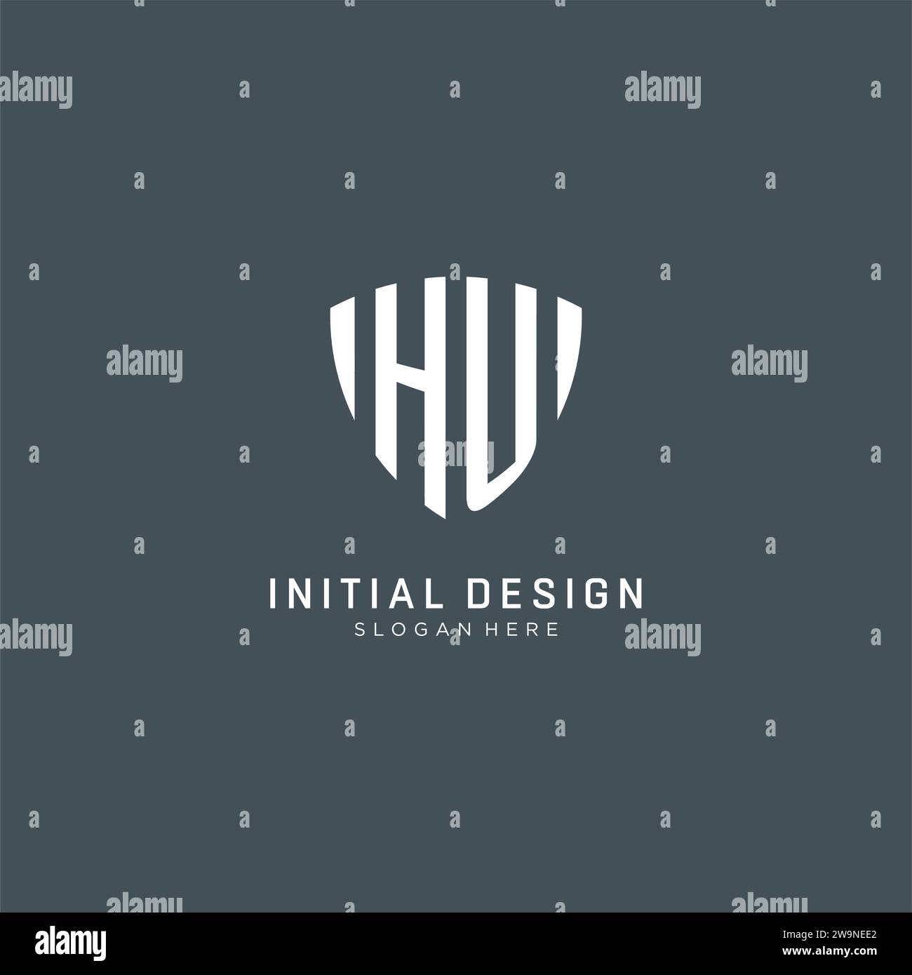 Initials HU logo shield guard shape, creative logo design concept ...