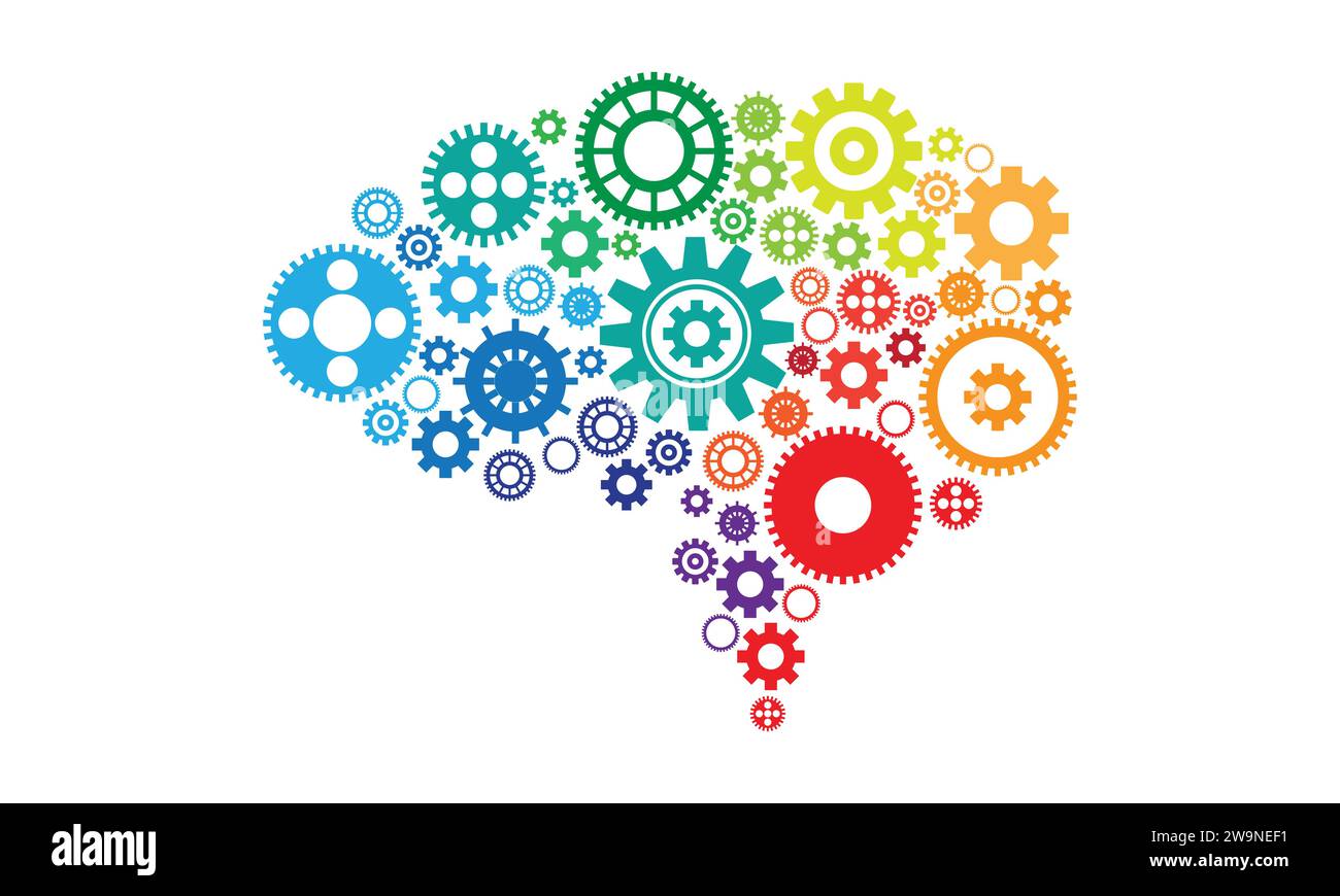 Abstract illustration of Brain in form of Gears. EPS. Vector file Stock ...