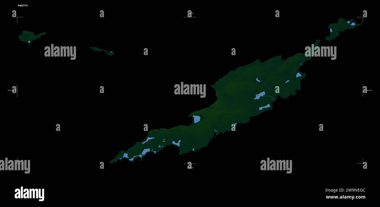 Shape of a Colored elevation map with lakes and rivers of the Anguilla ...