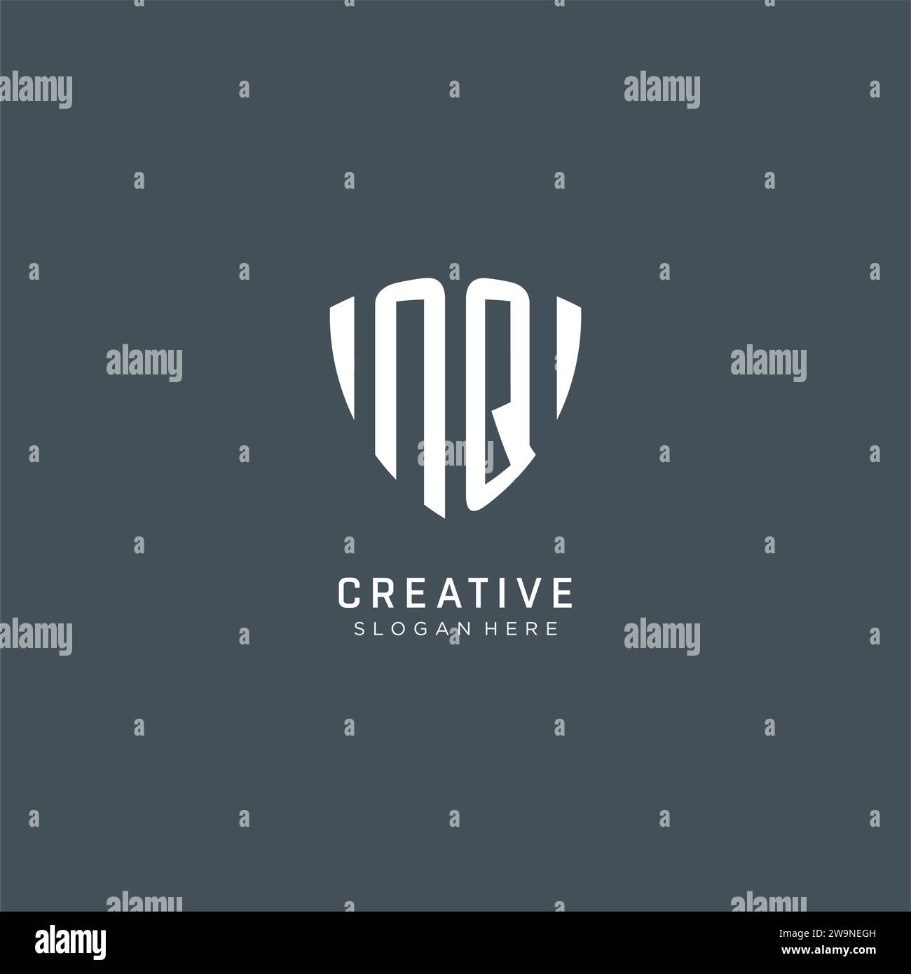 Initials NQ logo shield guard shape, creative logo design concept ...