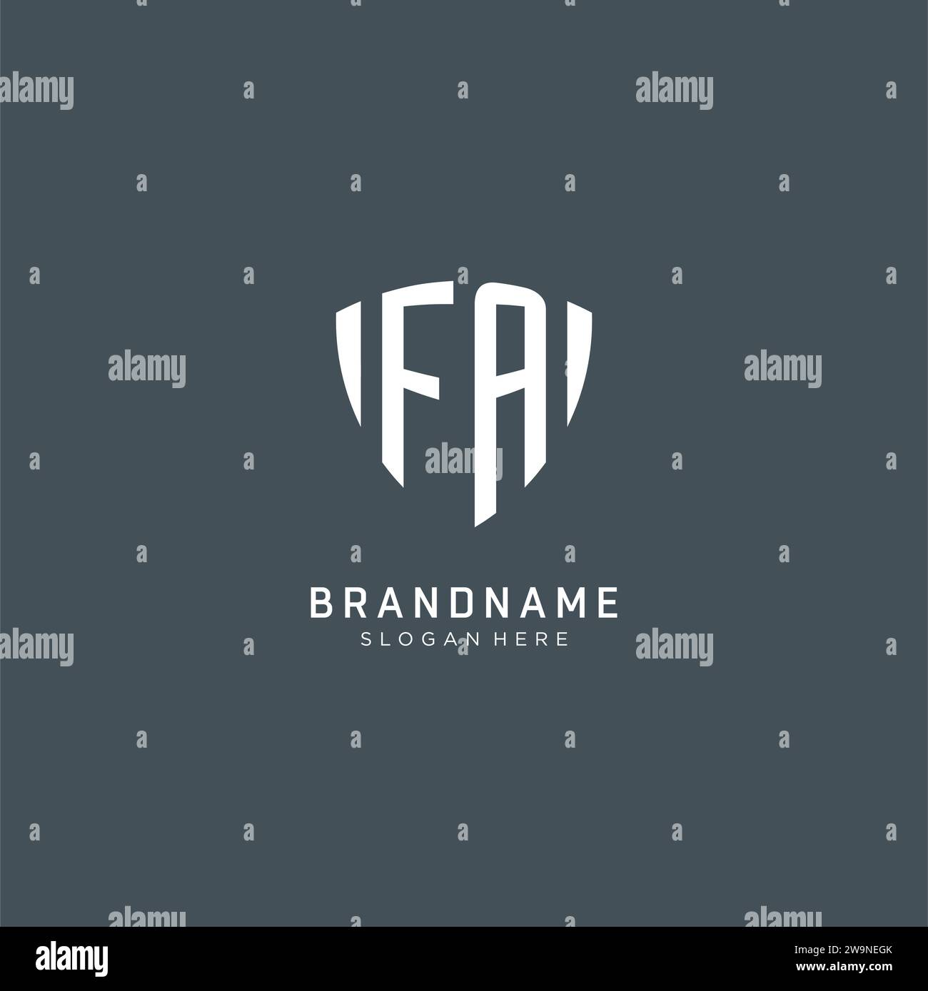 Initials FA logo shield guard shape, creative logo design concept ...