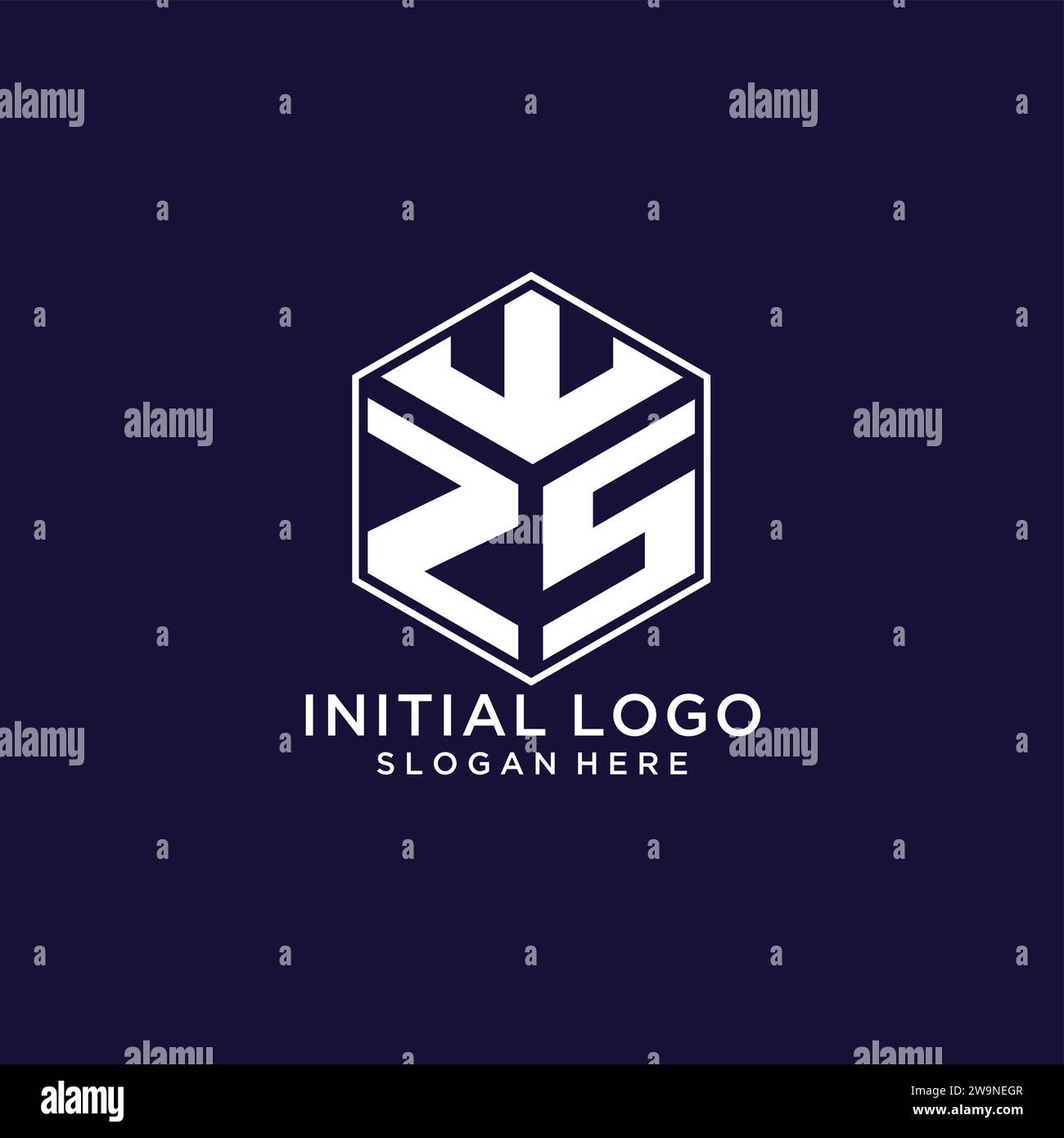 Initials ZS logo hexagon shape, creative geometric logo design concept ...