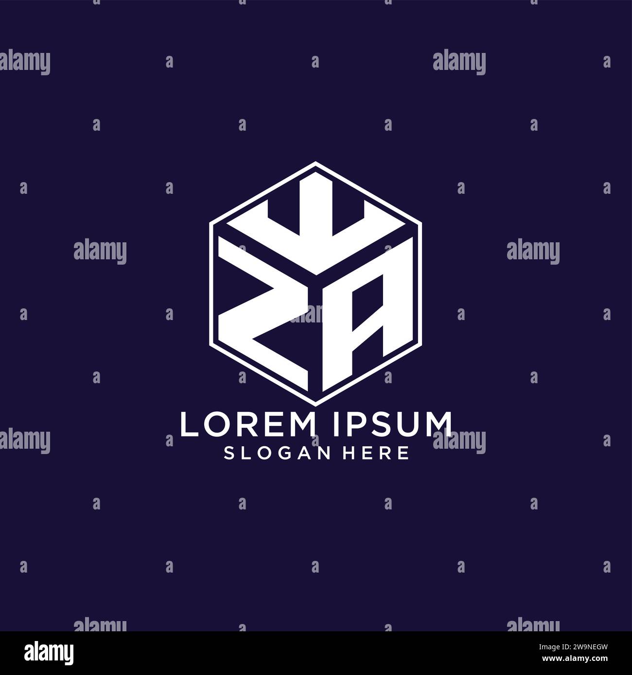 Initials ZA logo hexagon shape, creative geometric logo design concept ...