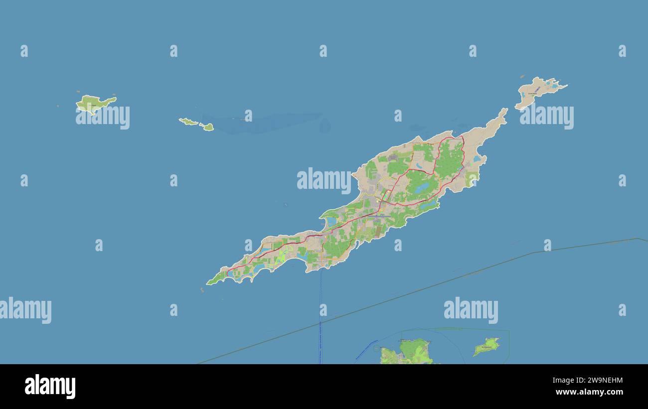 Anguilla outlined on a topographic, OSM Germany style map Stock Photo - Alamy