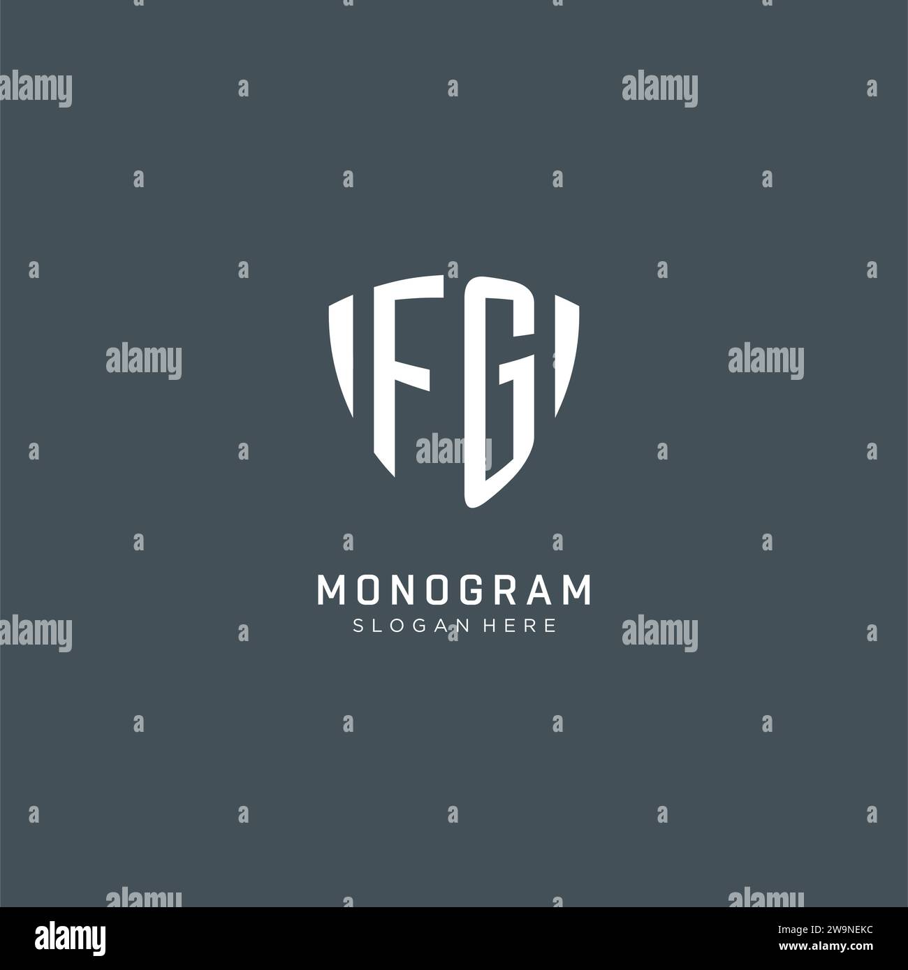 Initials FG logo shield guard shape, creative logo design concept vector graphic Stock Vector ...