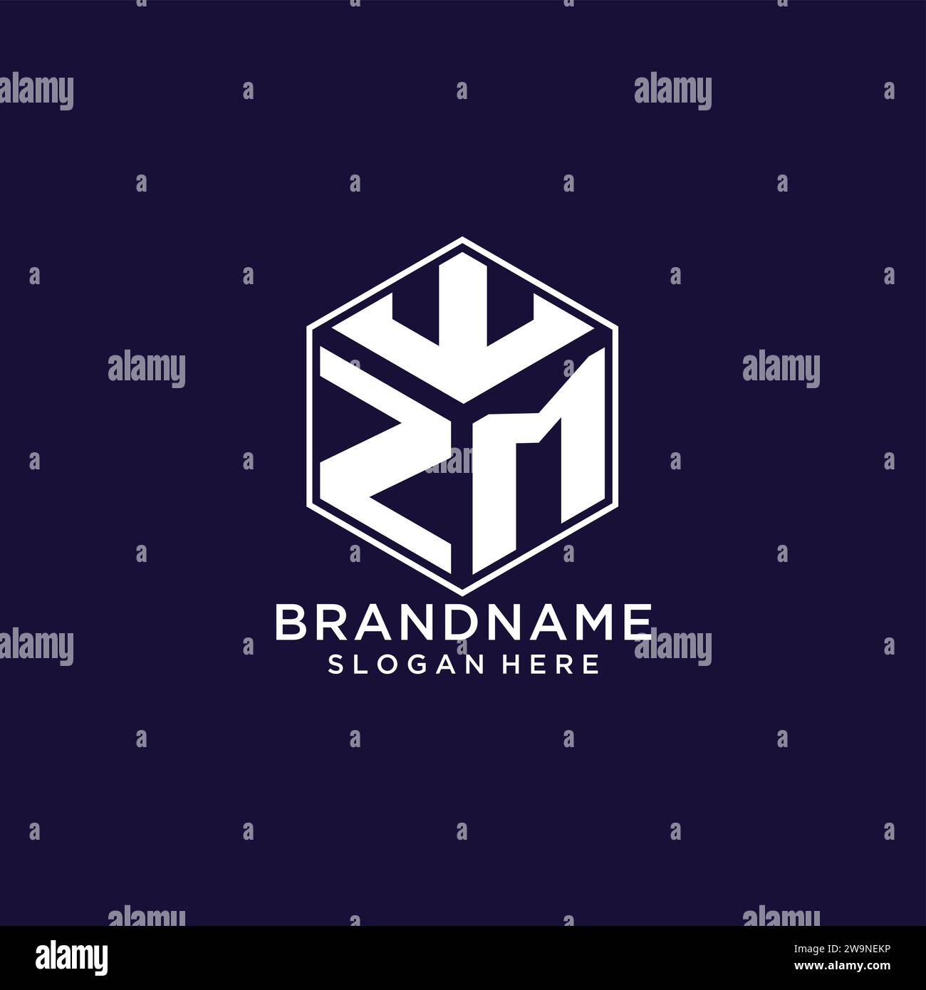 Initials ZM logo hexagon shape, creative geometric logo design concept ...