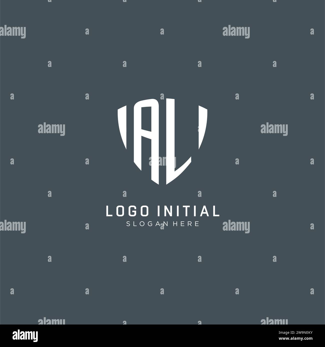 Initials AL logo shield guard shape, creative logo design concept ...