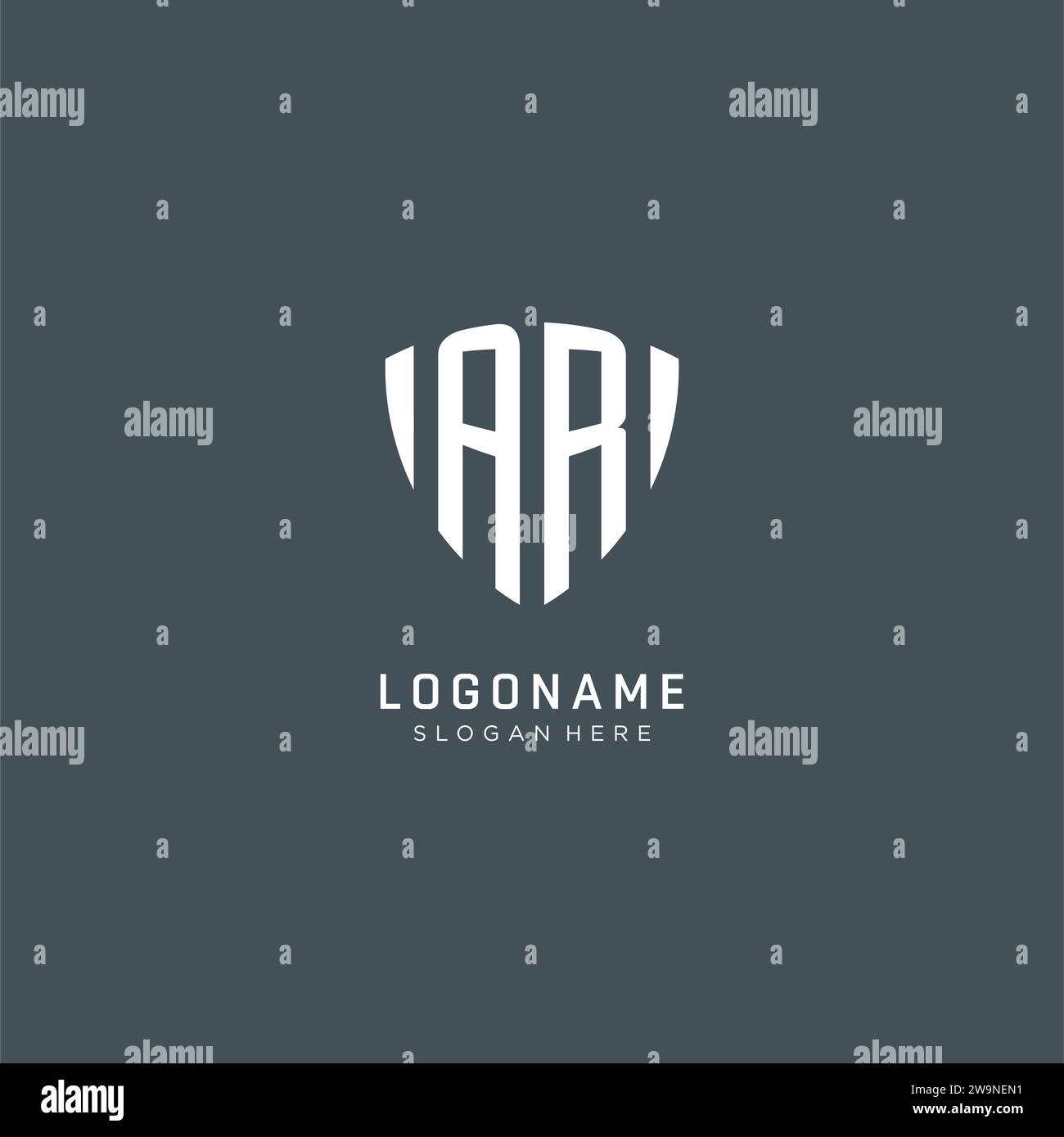 Initials AR logo shield guard shape, creative logo design concept ...