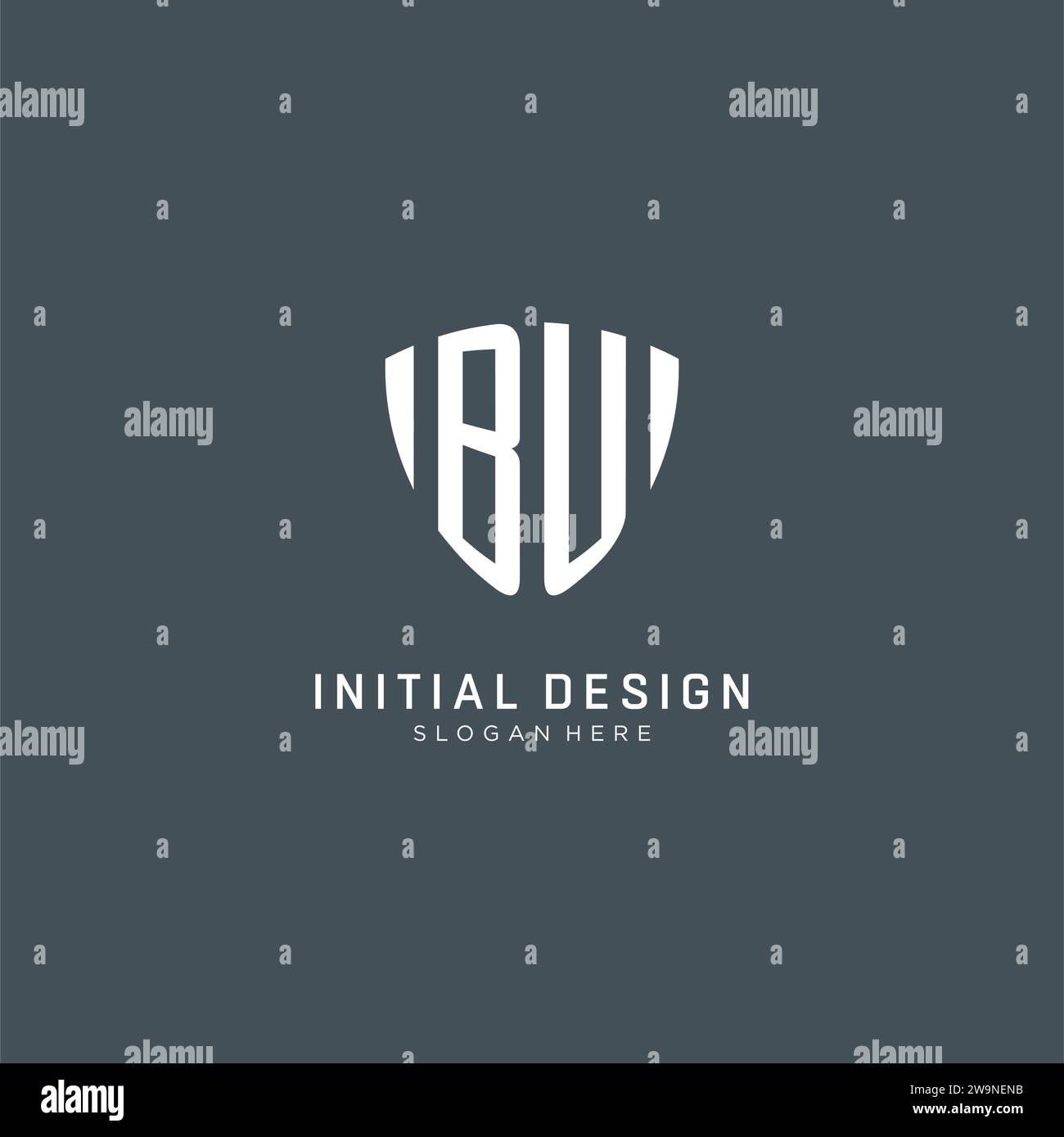Initials Bu Logo Shield Guard Shape Creative Logo Design Concept