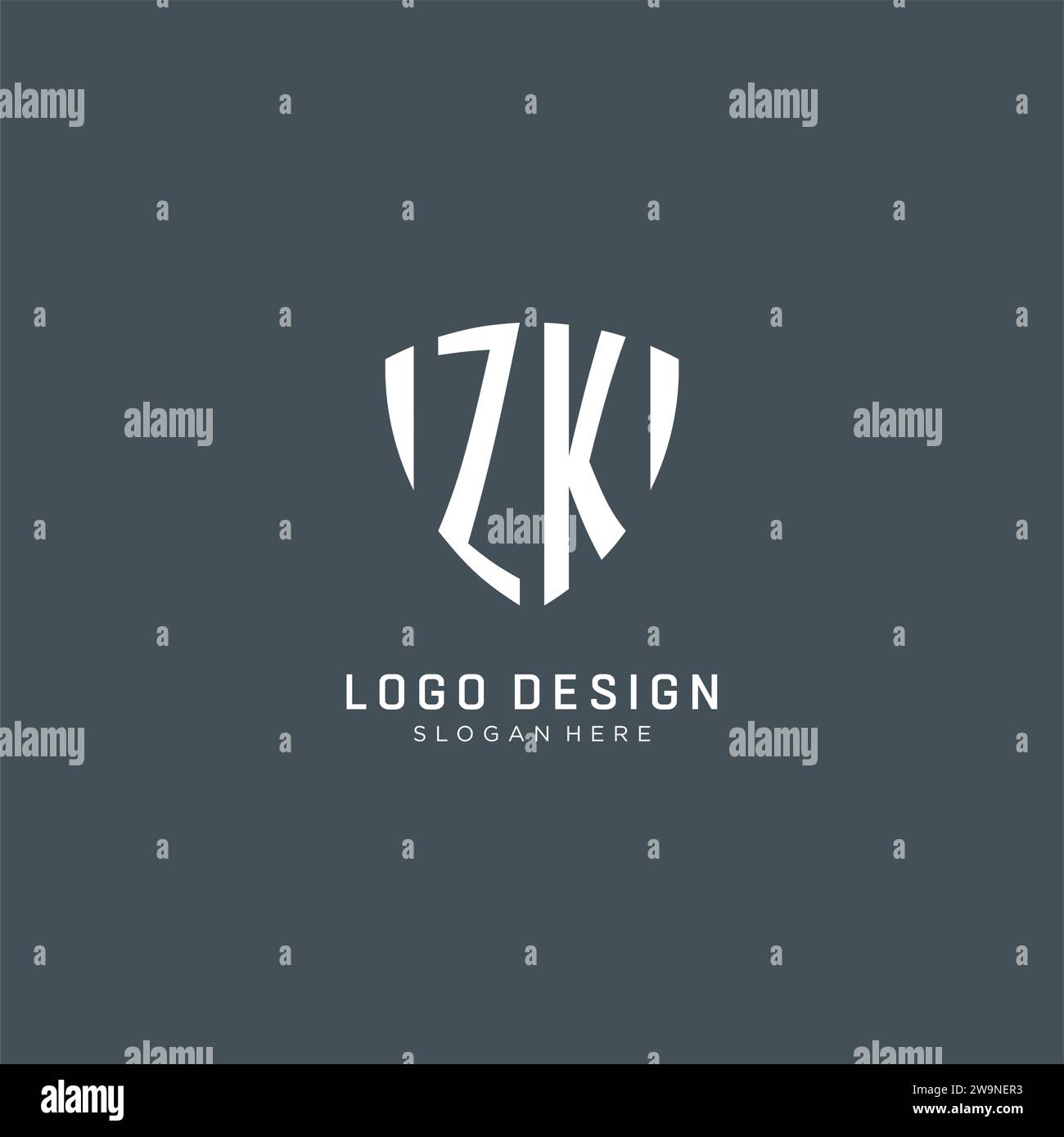 Initials ZK logo shield guard shape, creative logo design concept ... Initials ZK logo shield guard shape, creative logo design concept ...