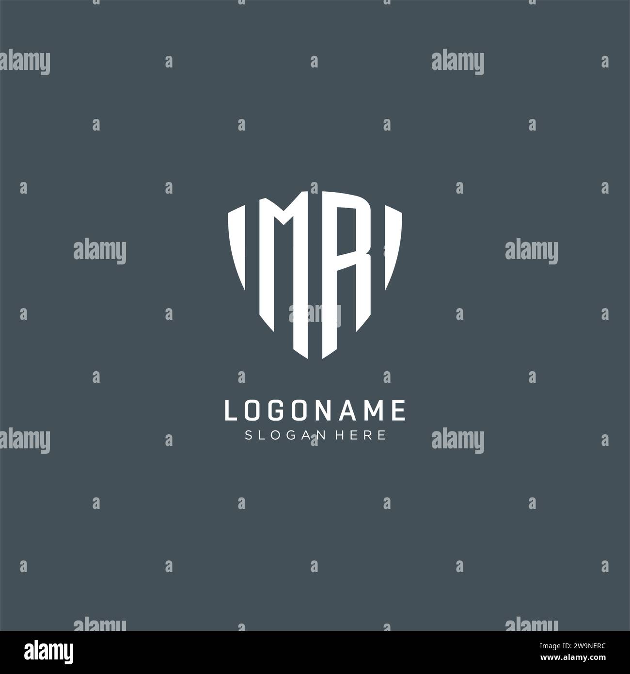 Initials MR logo shield guard shape, creative logo design concept vector graphic Stock Vector ...