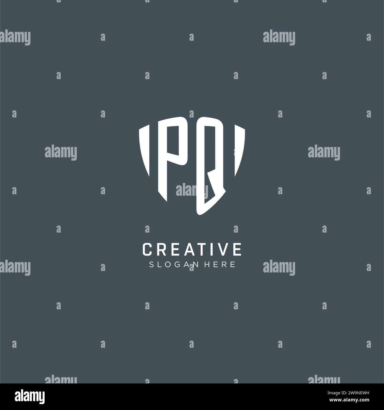 Initials PQ logo shield guard shape, creative logo design concept ...
