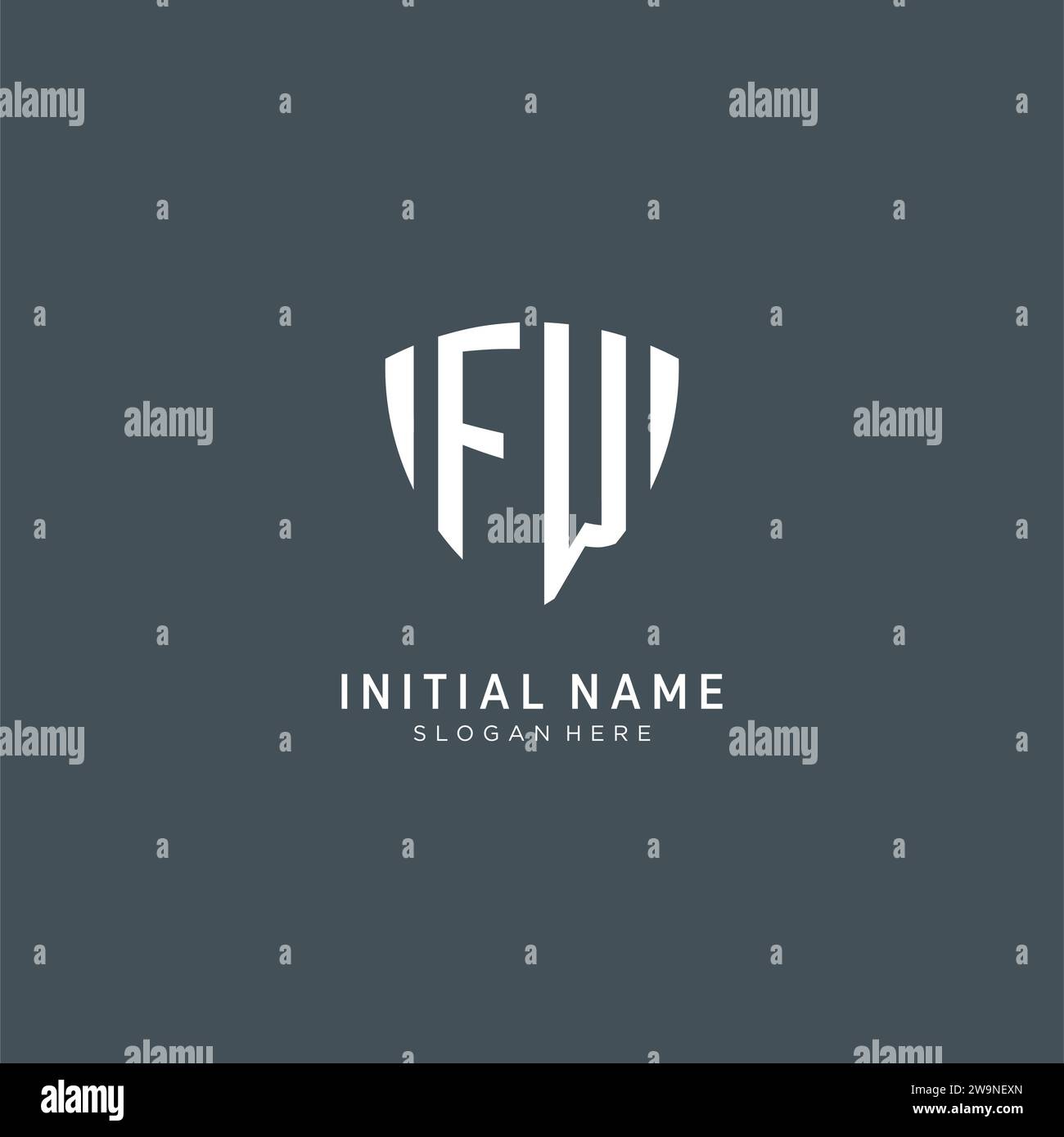 Initials FW logo shield guard shape, creative logo design concept vector graphic Stock Vector ...