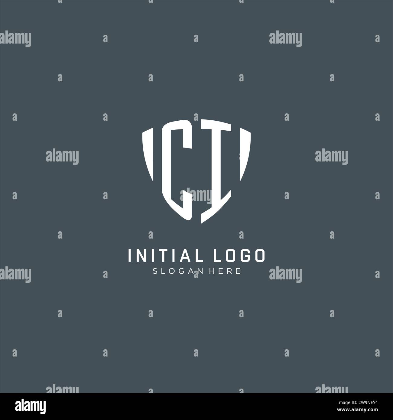 Initials CI logo shield guard shape, creative logo design concept ...