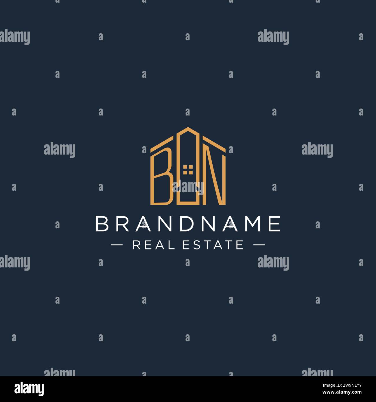 Initial letter BN logo with abstract house shape, luxury and modern ...