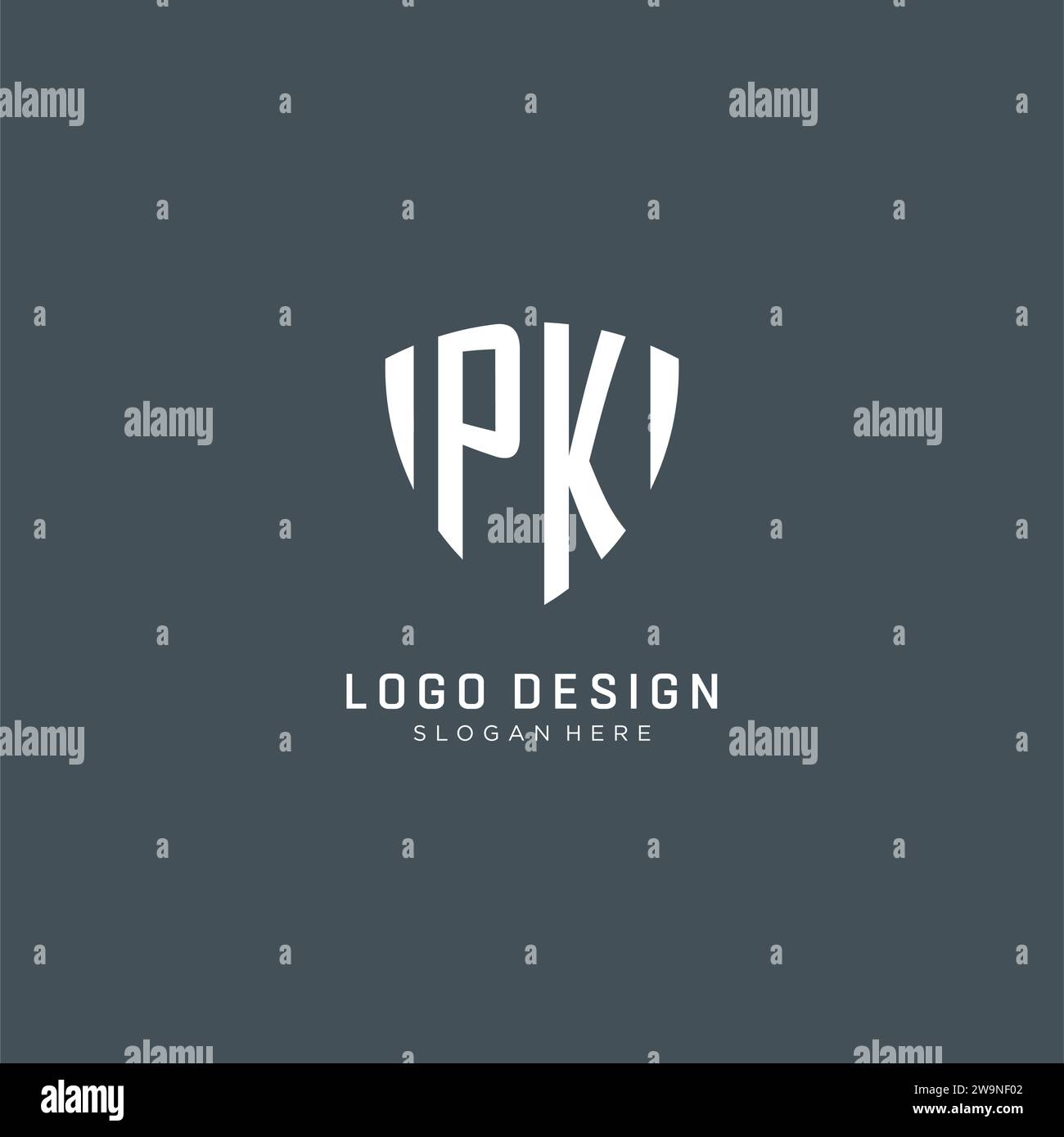 Initials PK logo shield guard shape, creative logo design concept ...