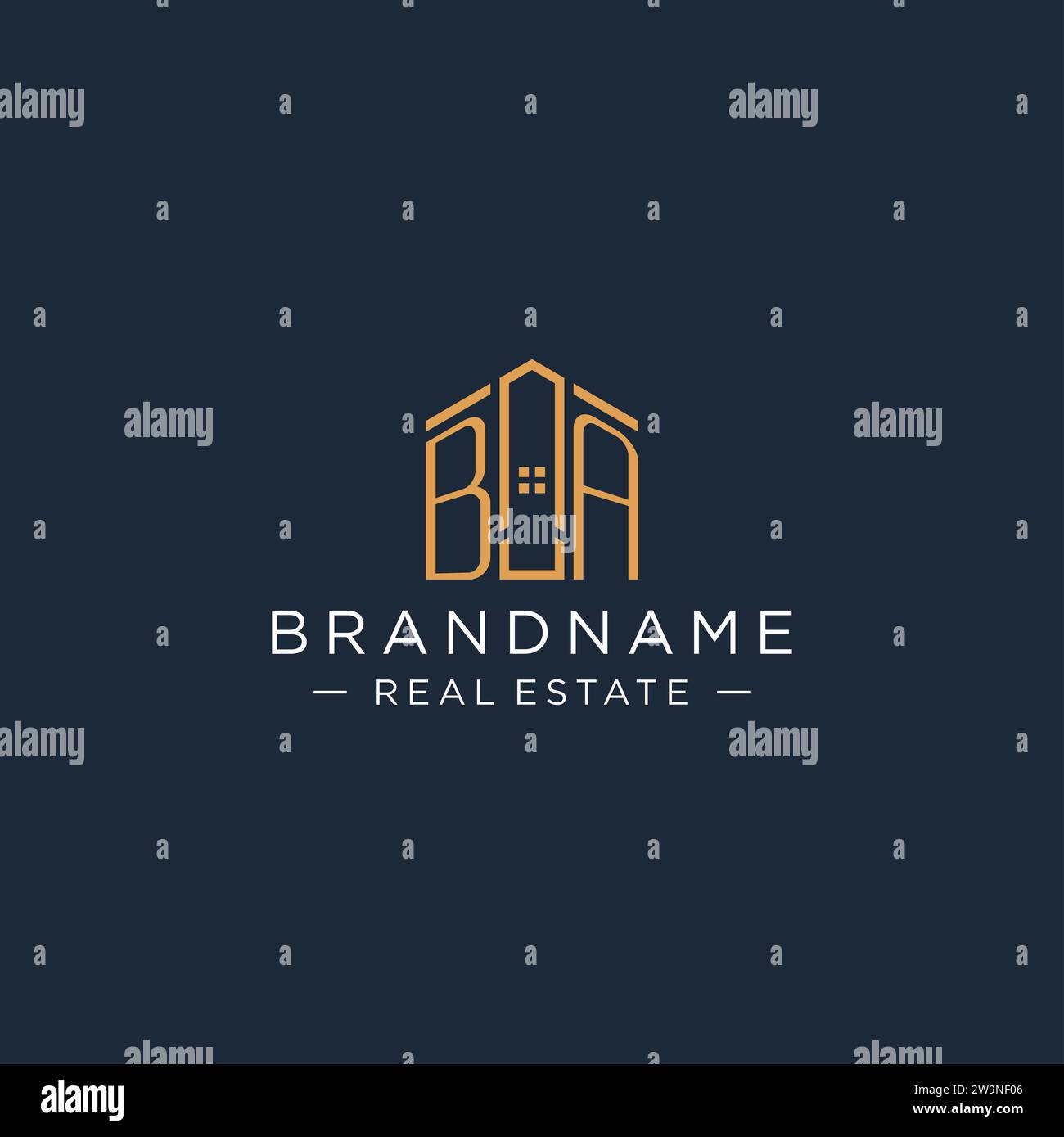 Initial letter BA logo with abstract house shape, luxury and modern ...