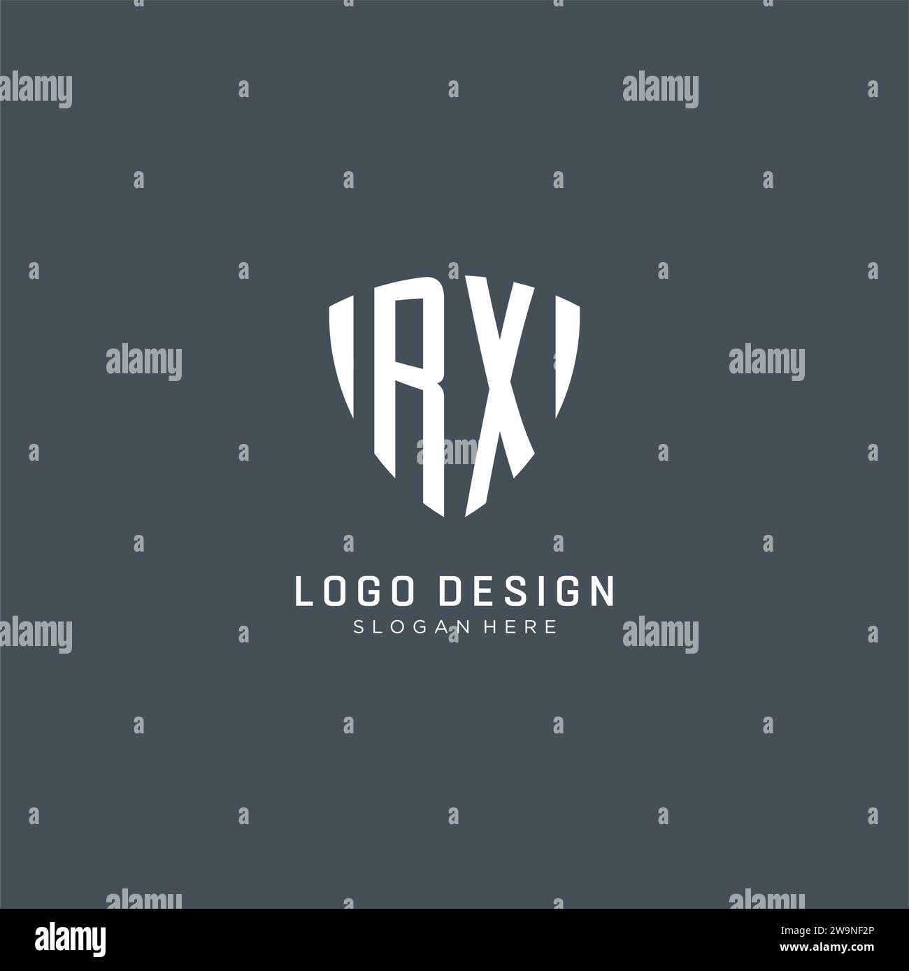 Initials RX logo shield guard shape, creative logo design concept ...
