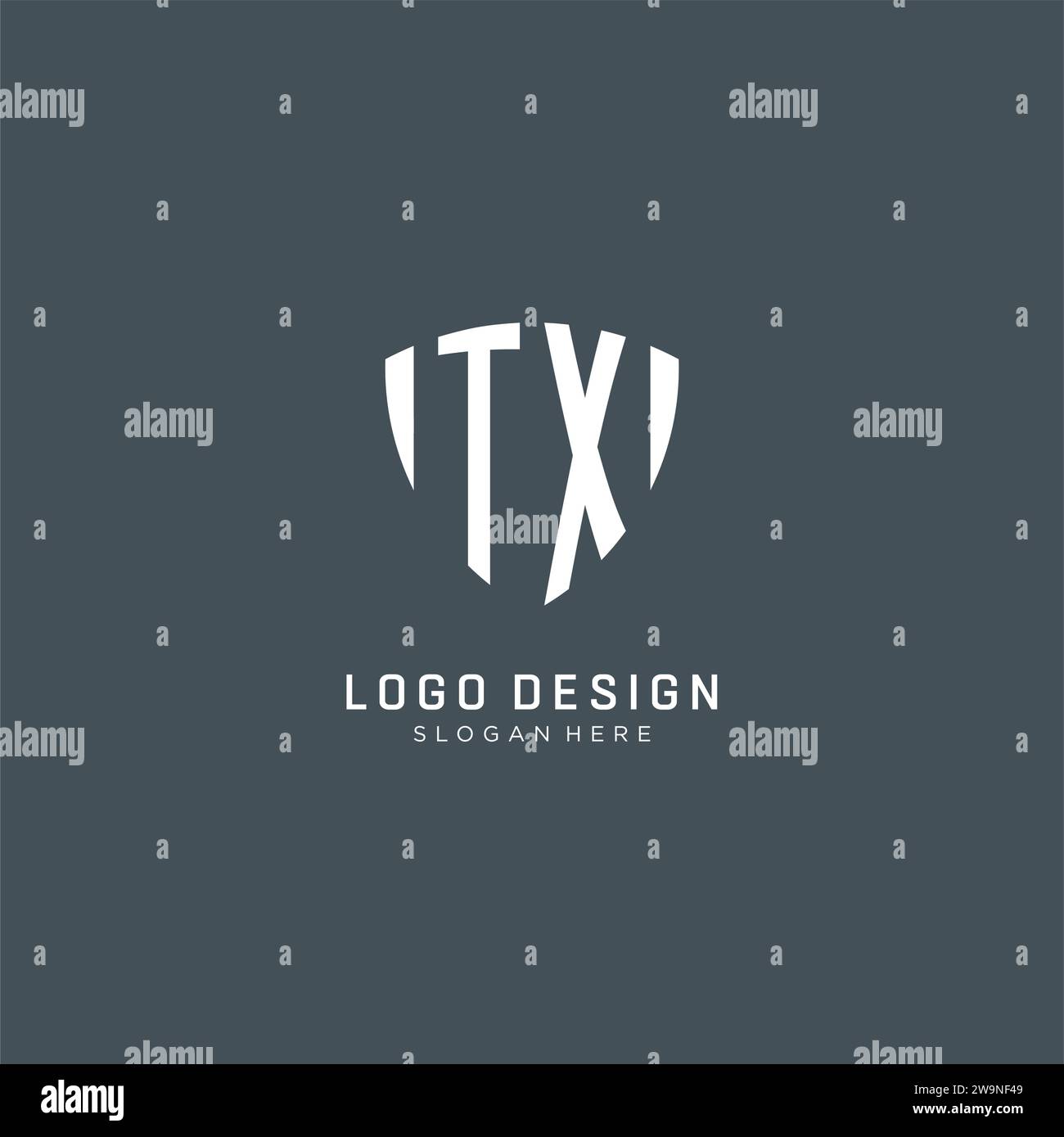 Initials TX logo shield guard shape, creative logo design concept ...