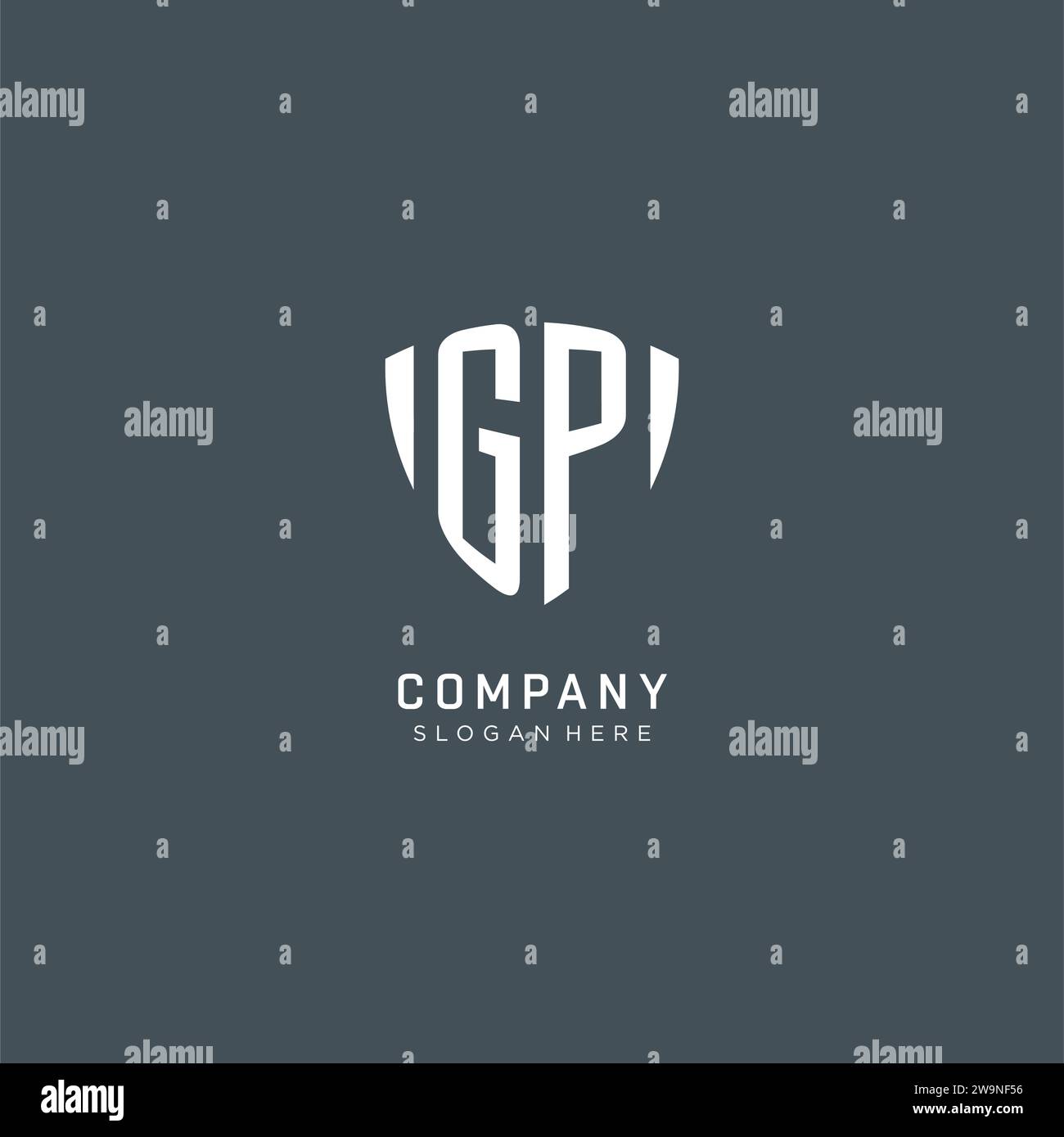 Initials GP logo shield guard shape, creative logo design concept ...