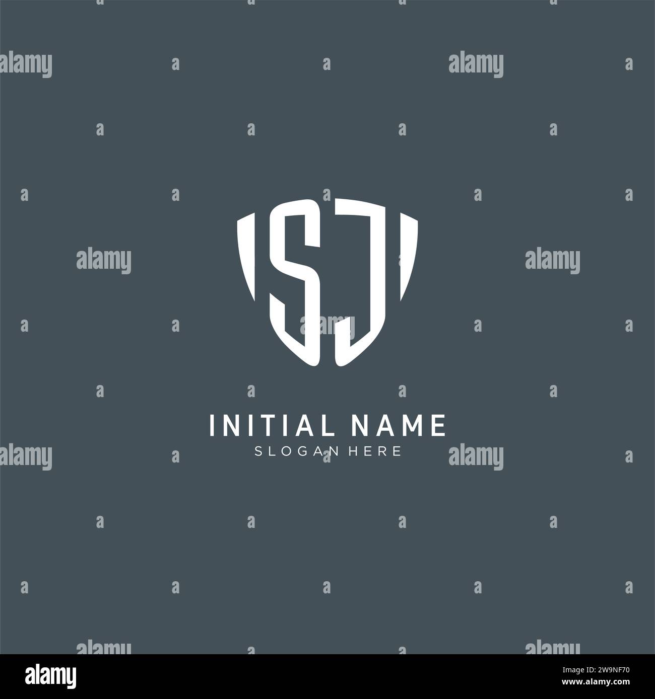 Initials SJ logo shield guard shape, creative logo design concept ...