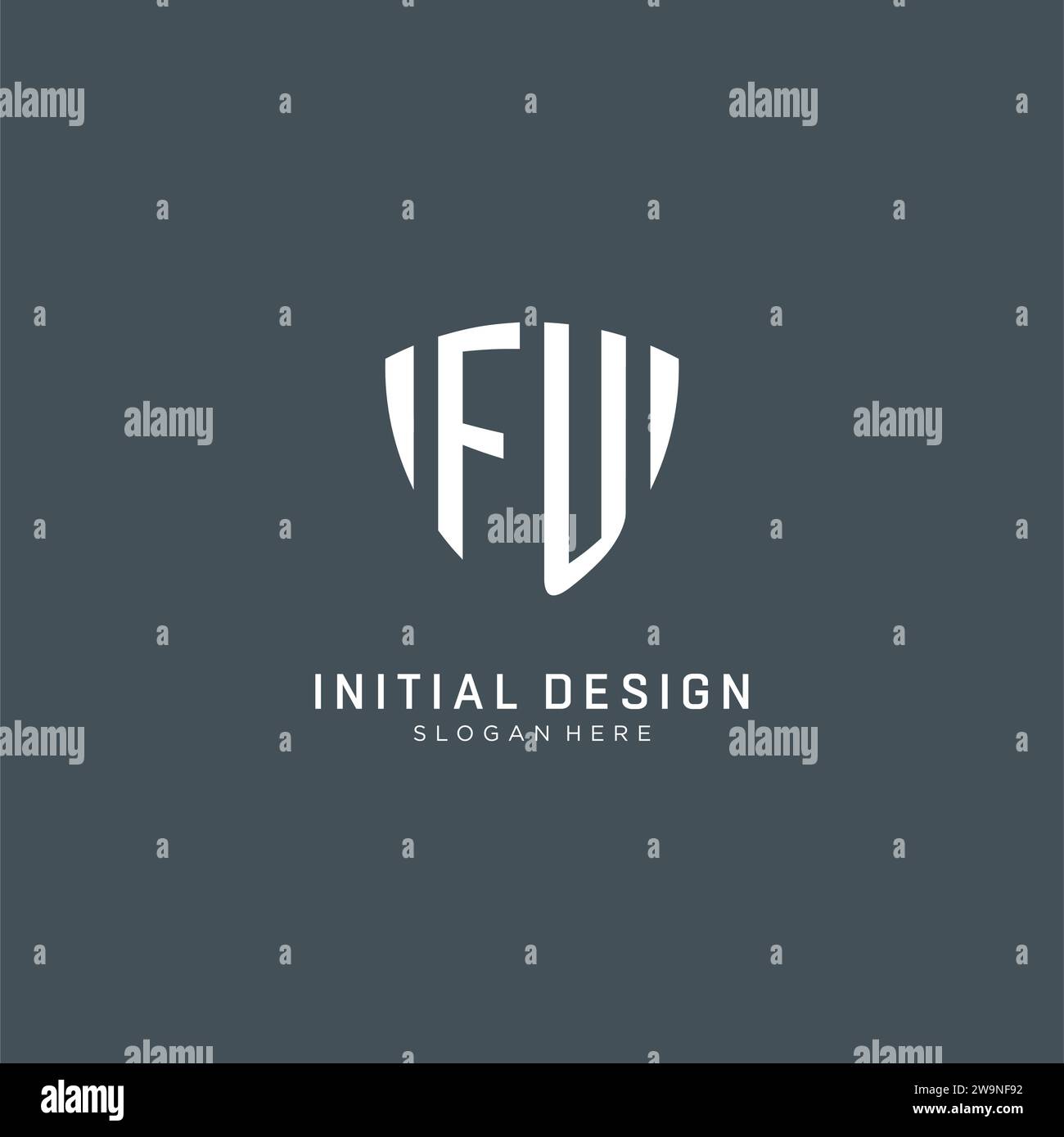 Initials FU logo shield guard shape, creative logo design concept ...