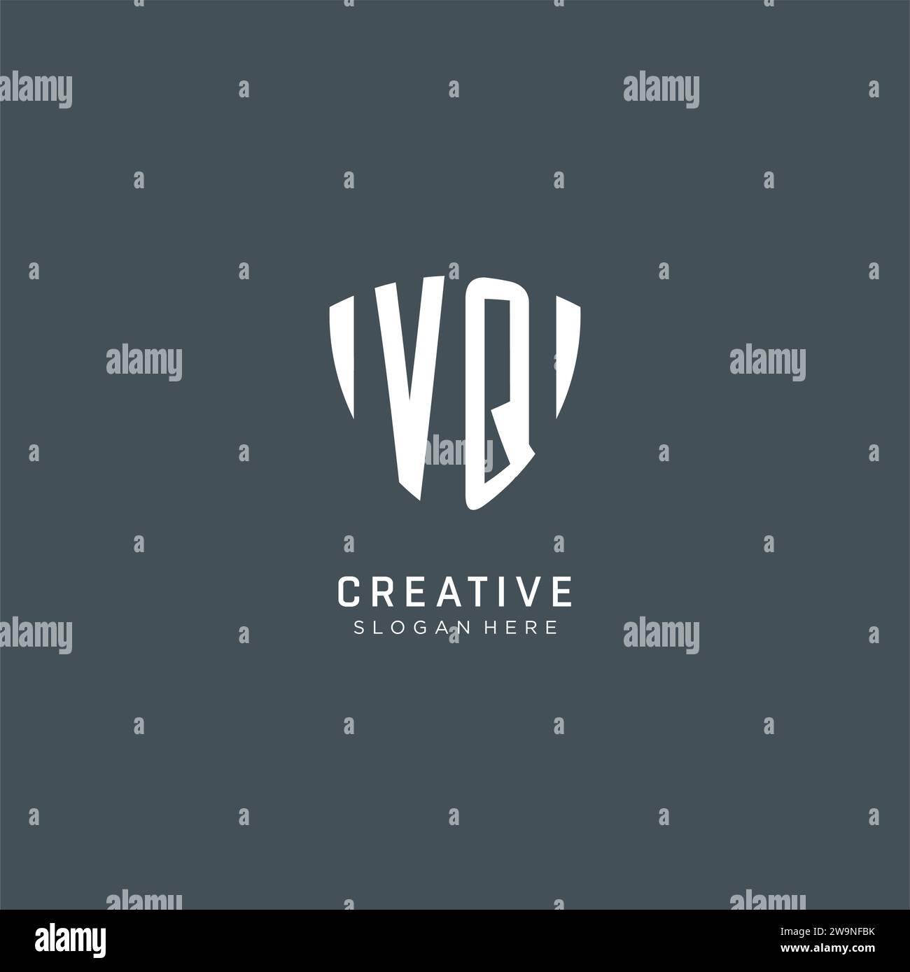 Initials VQ logo shield guard shape, creative logo design concept ...