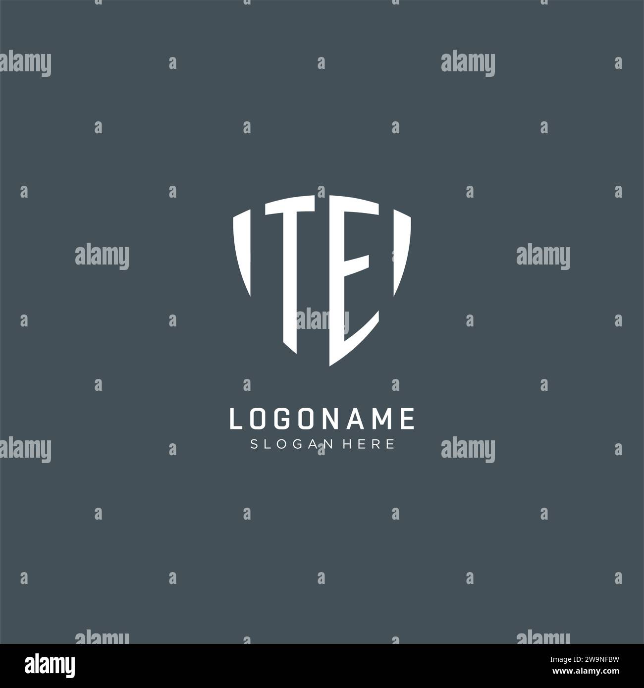 Initials TE logo shield guard shape, creative logo design concept vector graphic Stock Vector ...